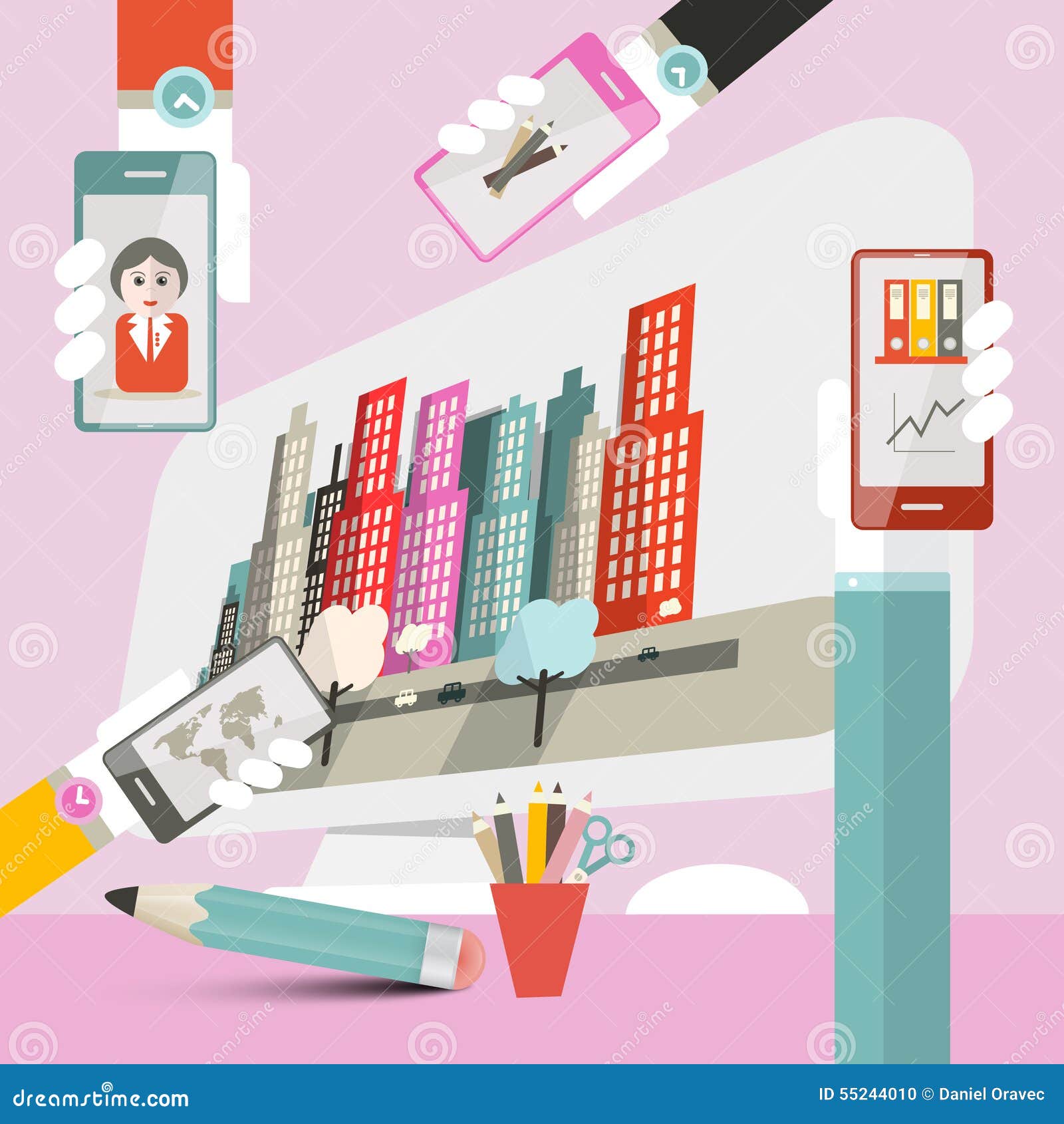 Woman - Girl Work Interface - Web Deign Template Stock Vector ...