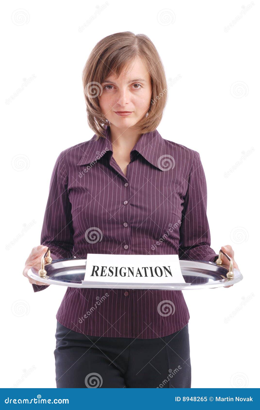Woman gives resignation stock image. Image of smiling - 8948265