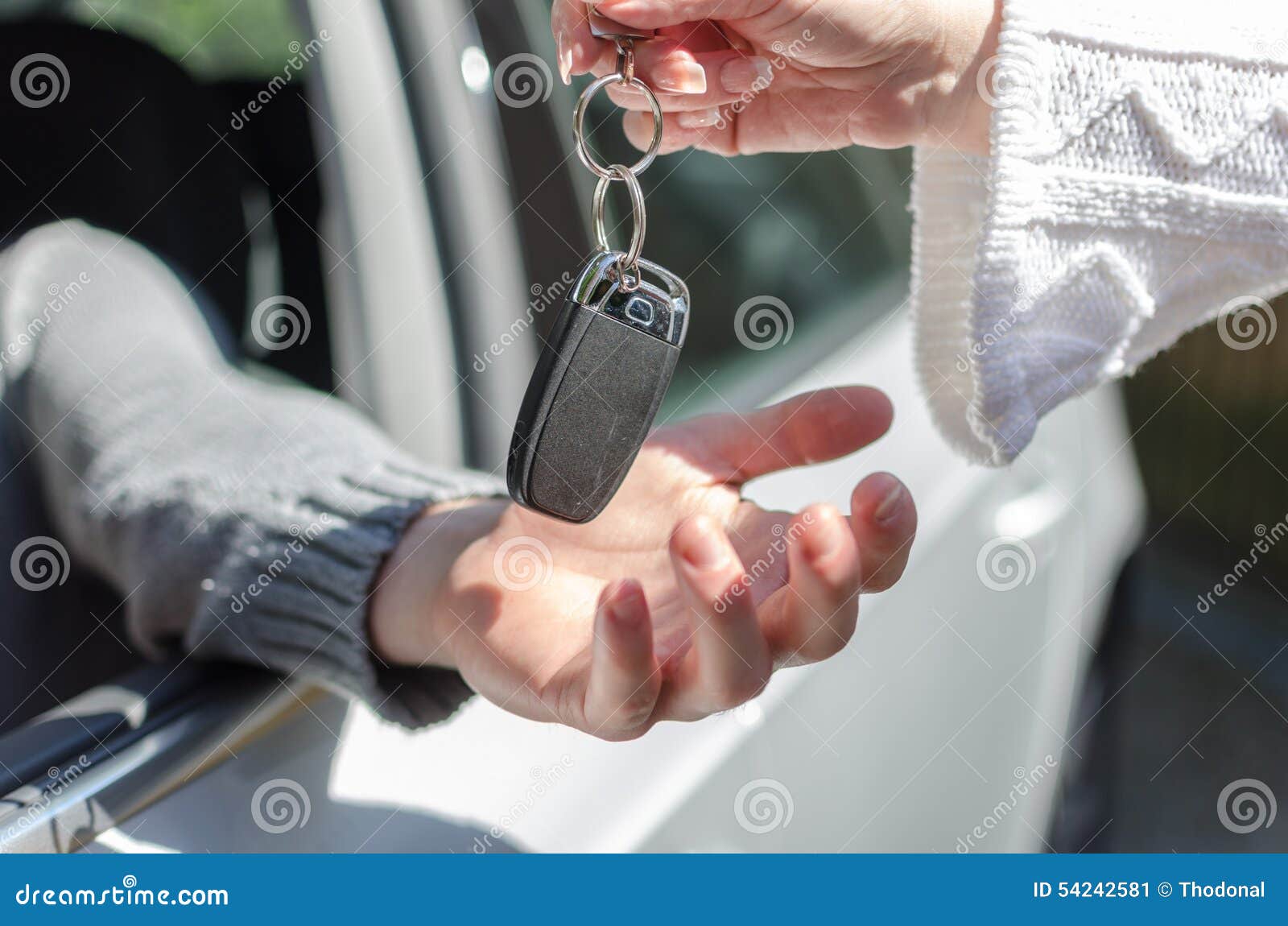 Woman Giving Car Key To a Man Stock Image - Image of hand, transport ...