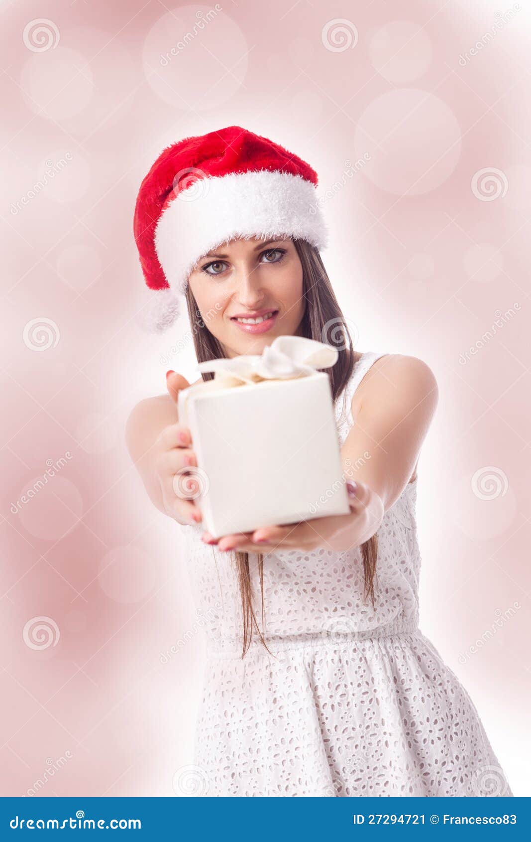 Woman is giving a gift stock image. Image of background - 27294721