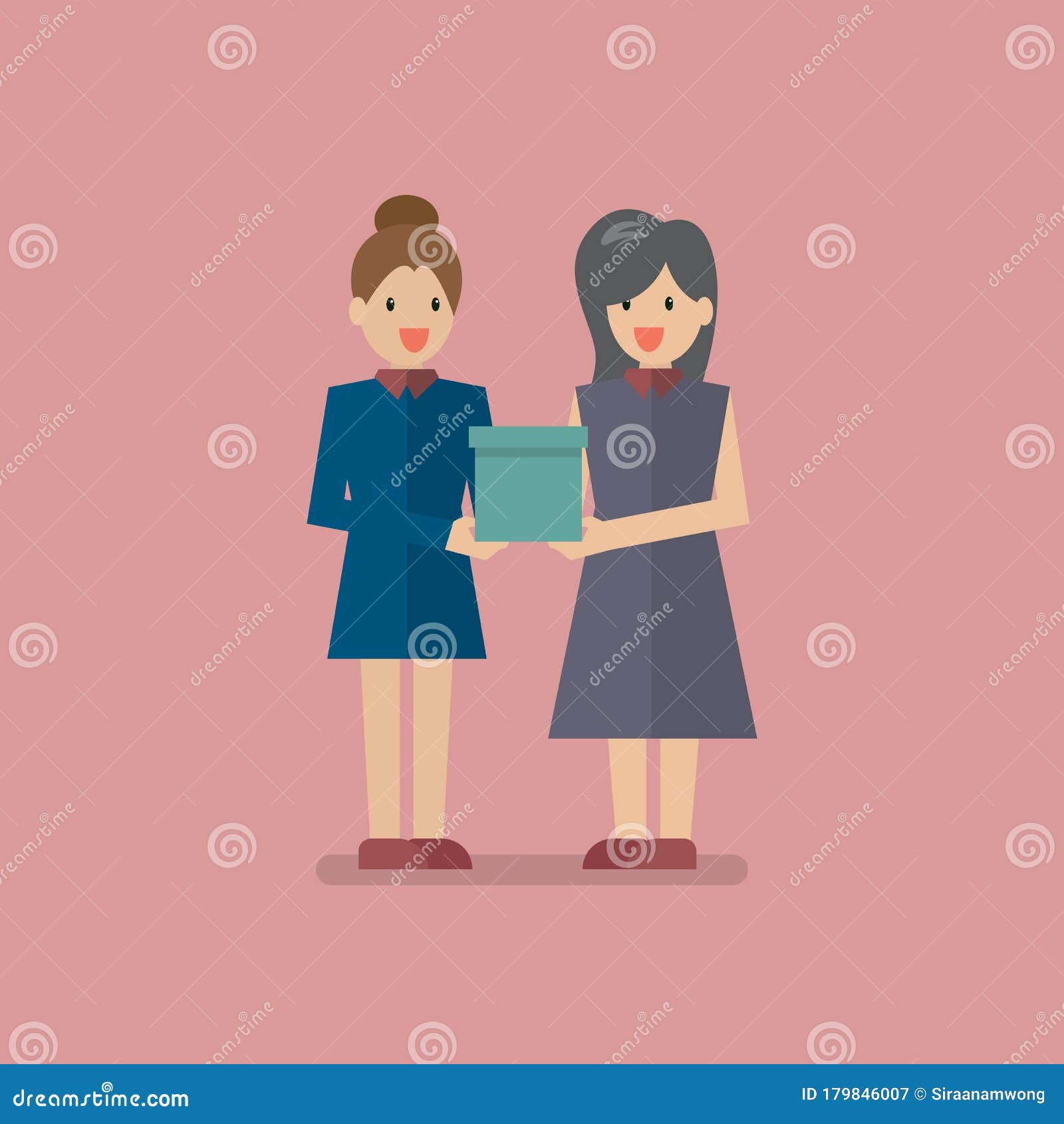 Woman Giving a Gift Box To Another Stock Vector - Illustration of ...