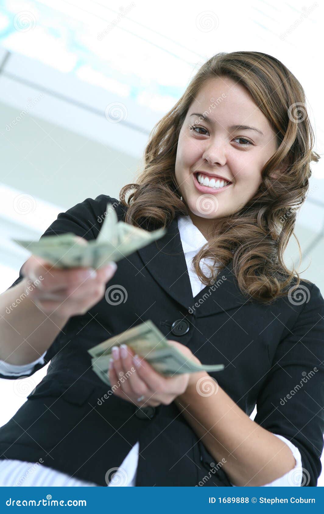 Woman Giving Money stock photo. Image of finance, notes - 1689888