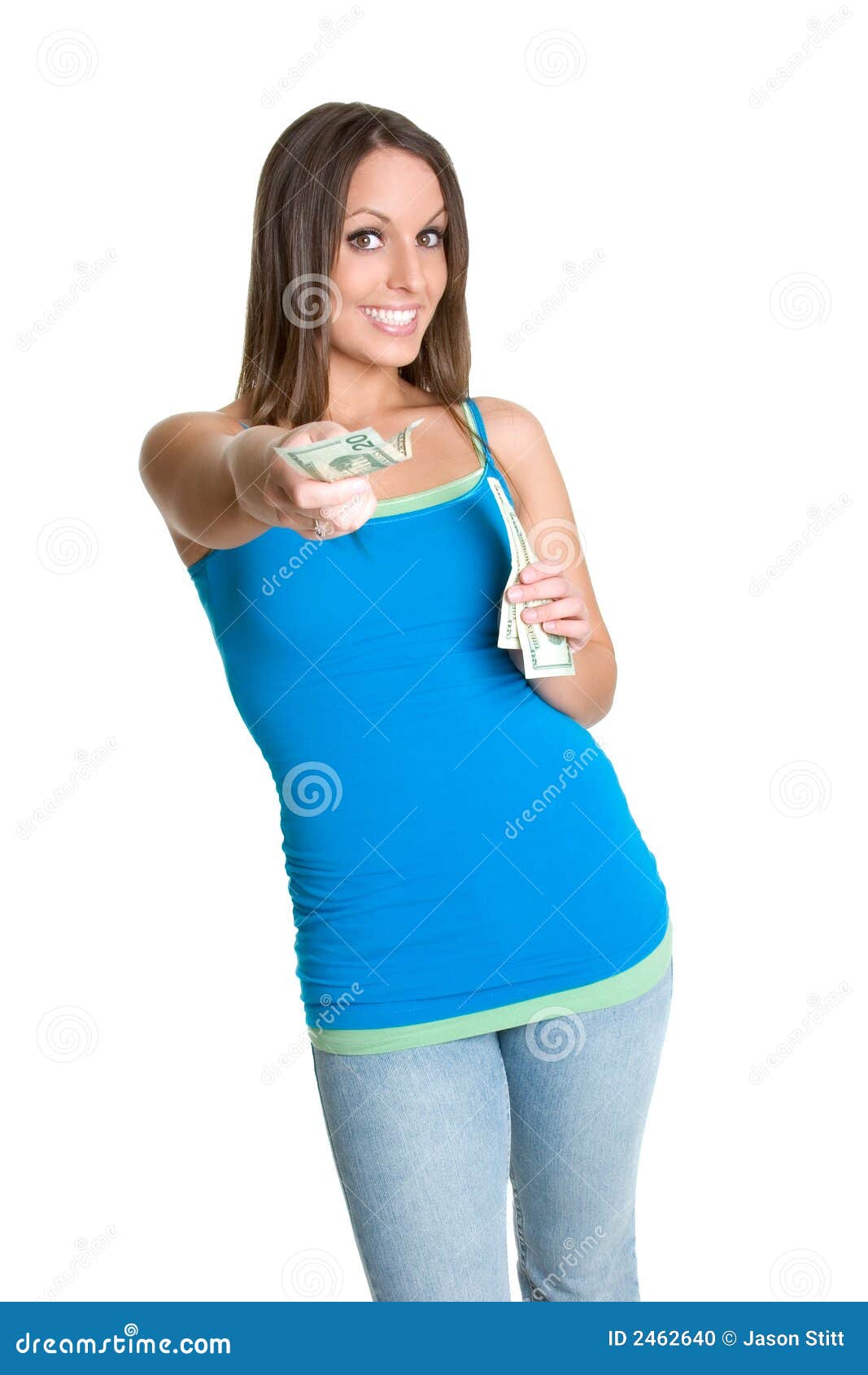 Woman Giving Money stock photo. Image of teenager, beauty - 2462640