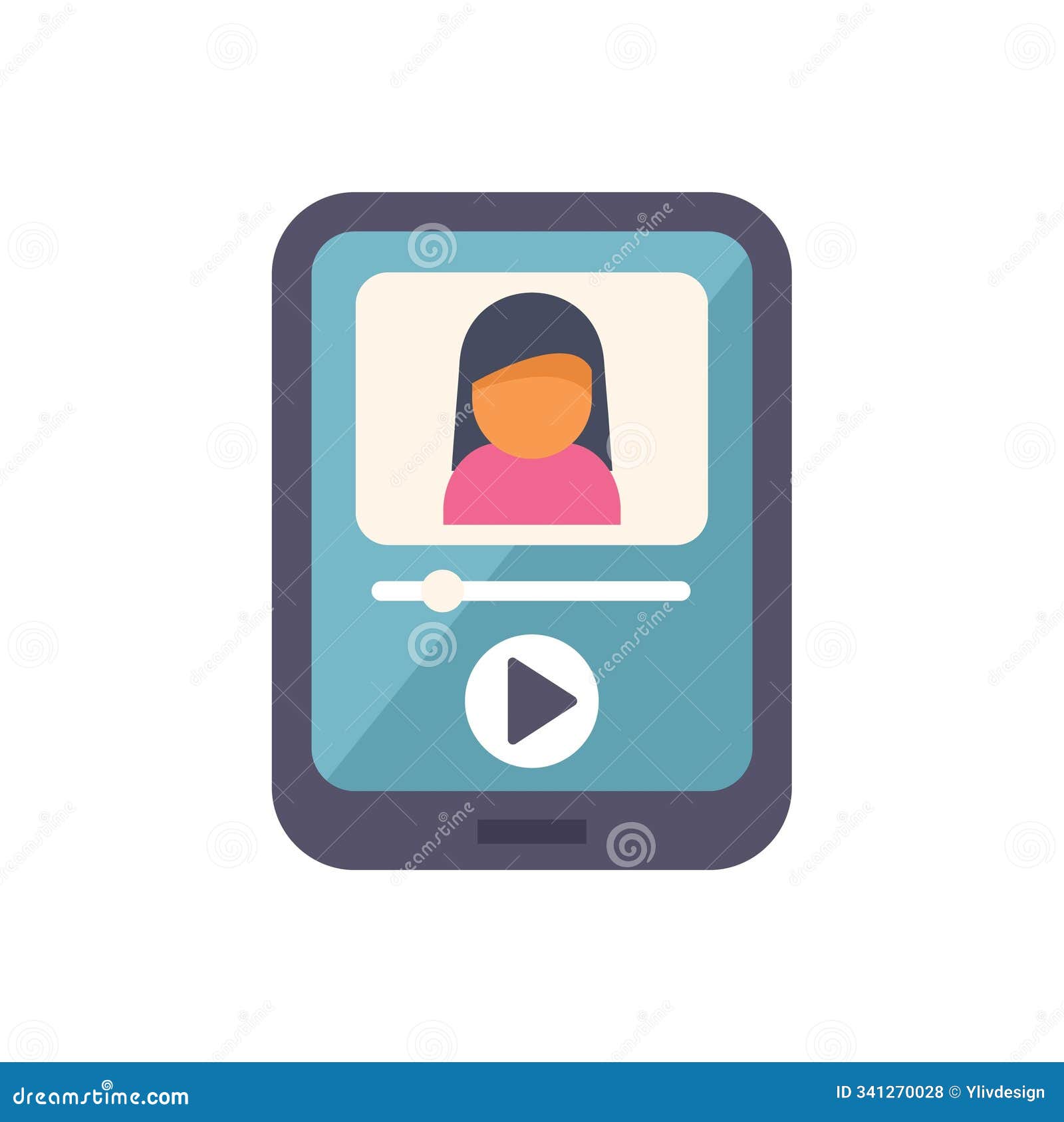 Woman Giving Online Interview on Smartphone Screen Stock Illustration ...