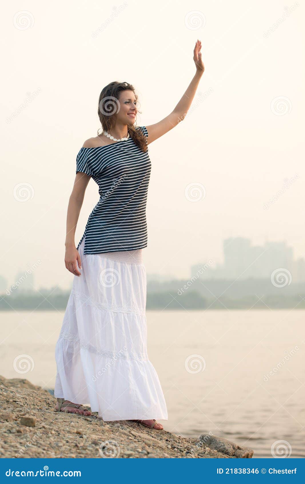 Woman giving a wave stock photo. Image of sailor, adult - 21838346