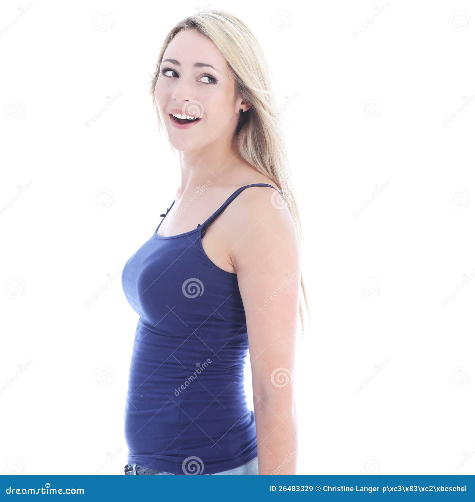 Woman Glancing Over Her Shoulder Stock Image - Image of hair, studio ...