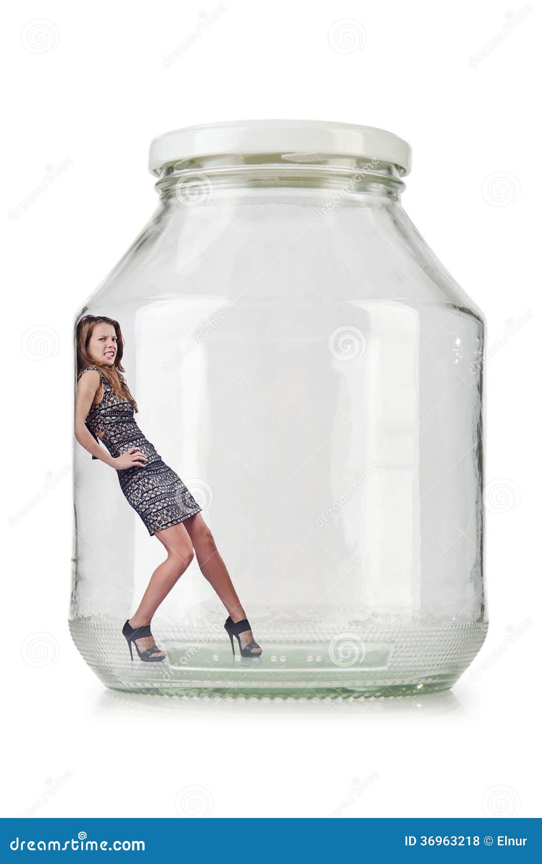 Woman in glass jar stock photo. Image of happy, liberty - 36963218