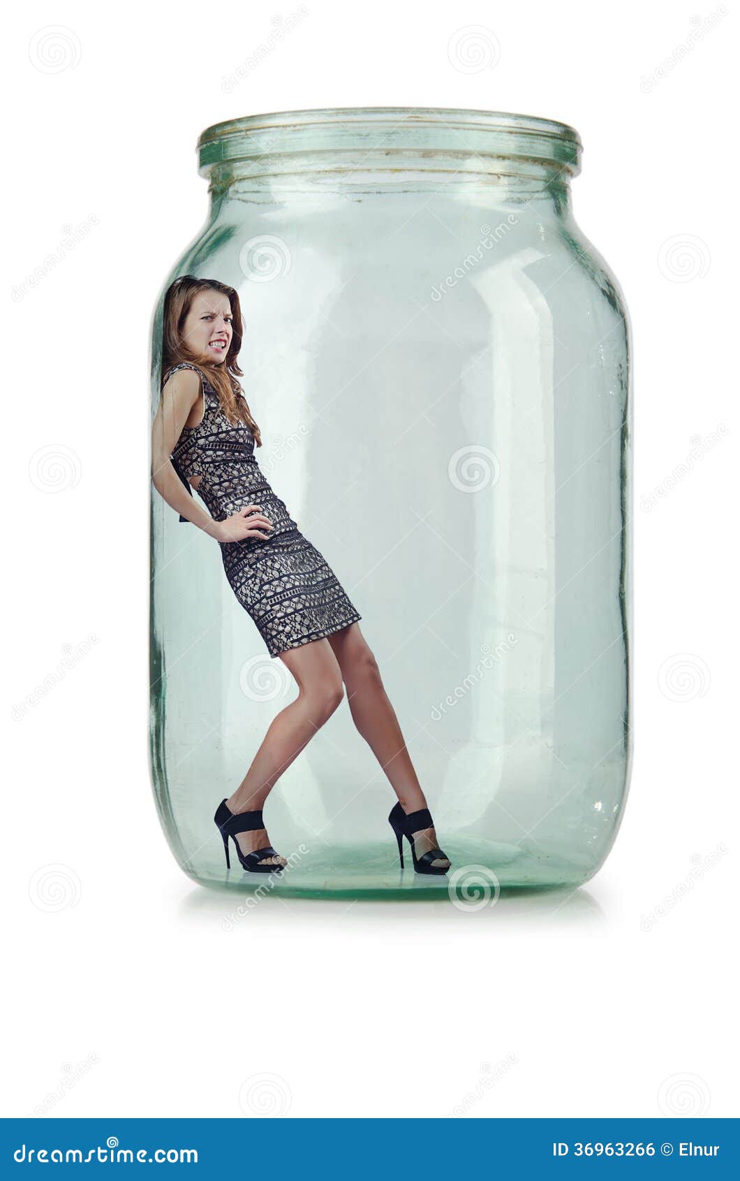 Woman in glass jar stock photo. Image of blonde, liberty - 36963266