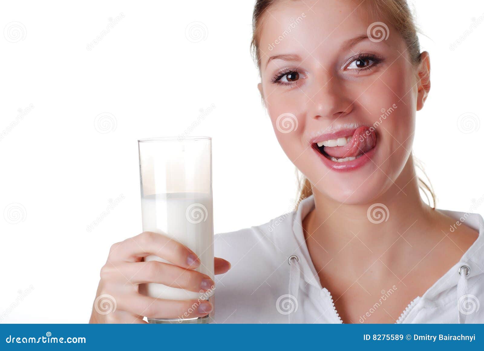 Woman with glass of milk stock image. Image of moustache - 8275589