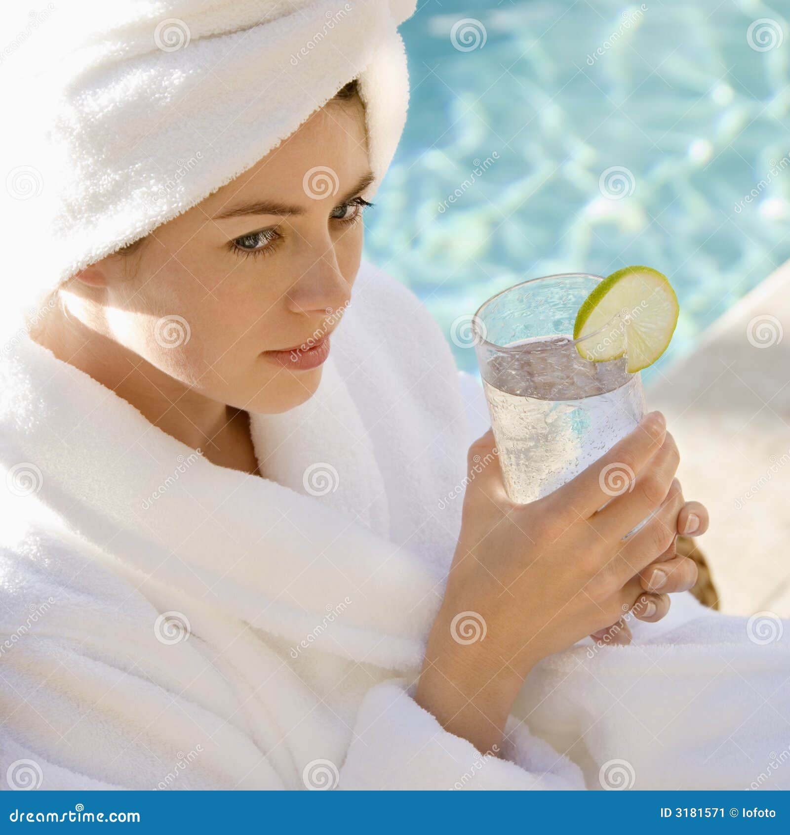 Woman with glass of water. stock image. Image of colour - 3181571