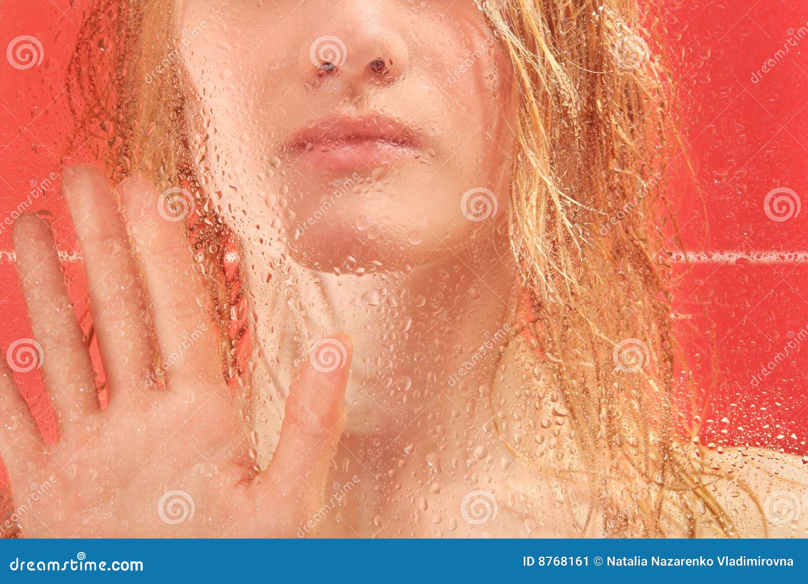 Woman, Glass and Water Drops Stock Image - Image of lips, people: 8768161
