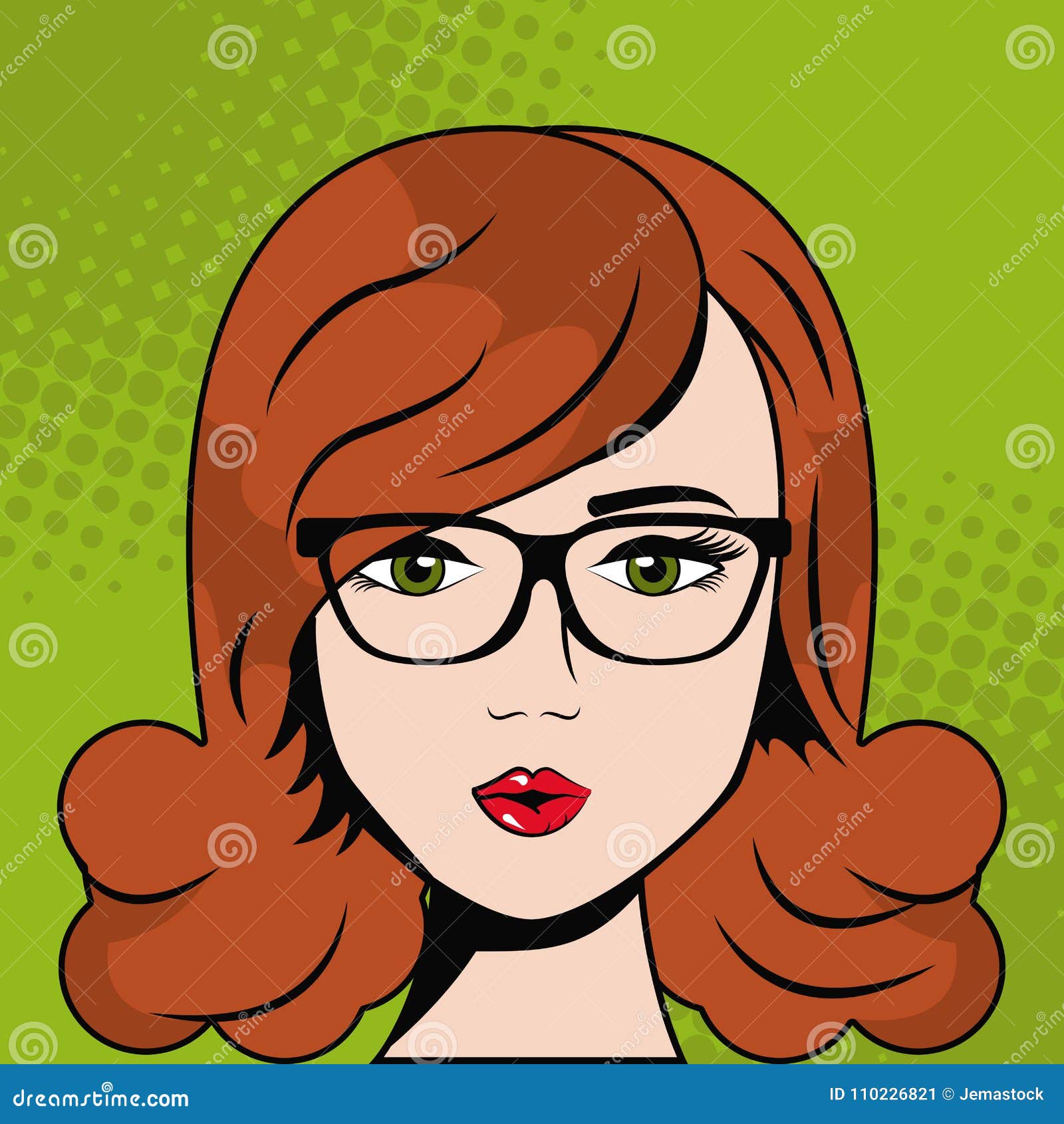 Woman With Glasses Pop Art Comic Stock Vector Illustration Of Cartoon