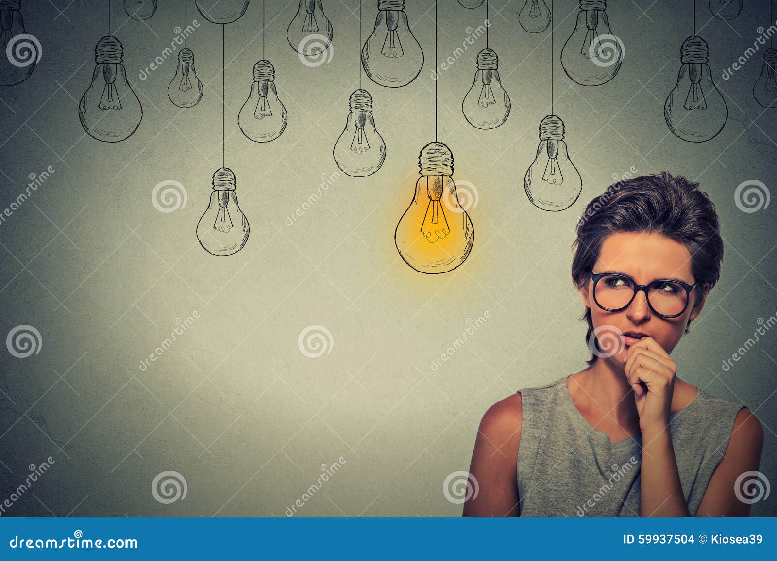 Woman with Glasses Thinking Hard Looking for Right Solution Stock Photo ...