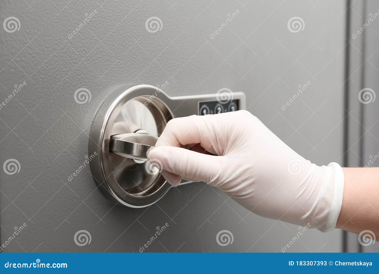 Woman in Gloves Opening Safe, Closeup Stock Image - Image of business ...