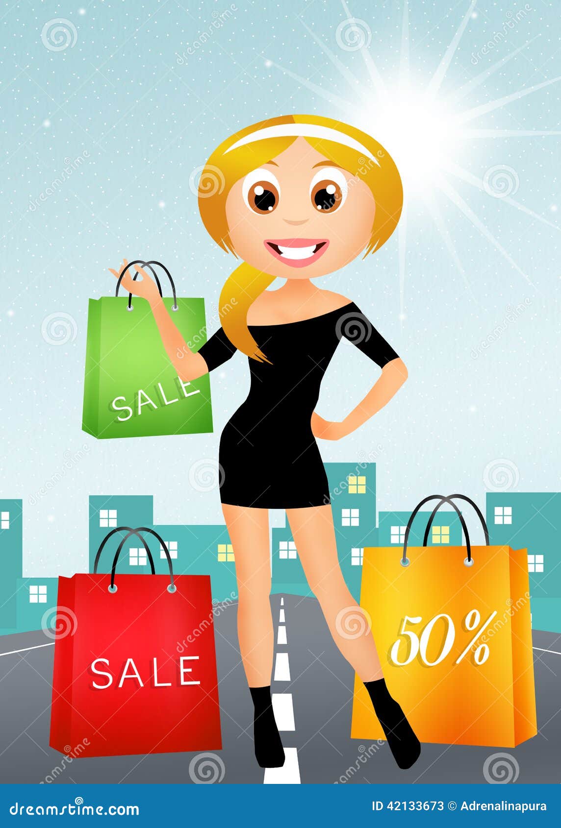 Woman go shopping stock illustration. Illustration of shopping - 42133673