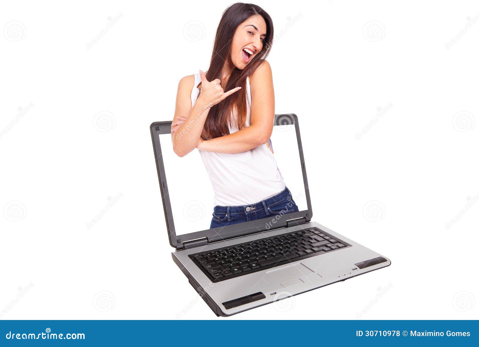Woman Goes Inside a Computer Stock Photo - Image of health, friendly ...