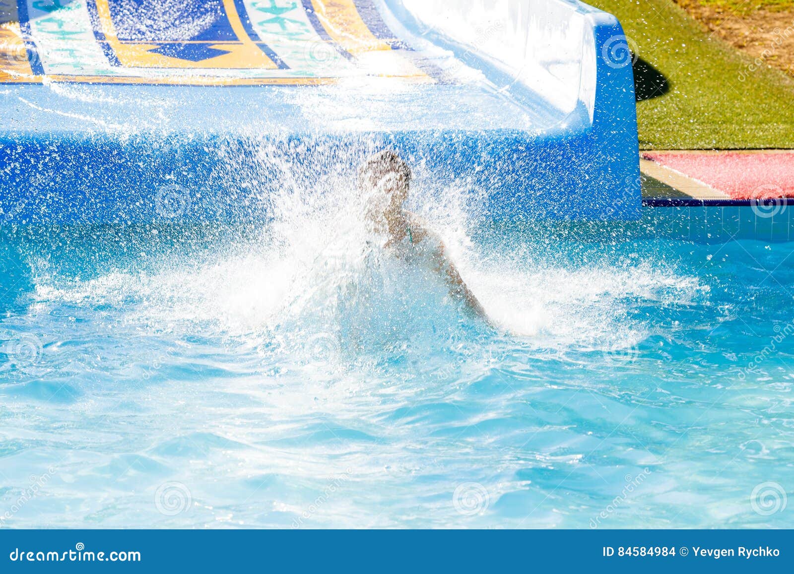 Woman Going Down a Water Slide Stock Photo - Image of active, pool ...