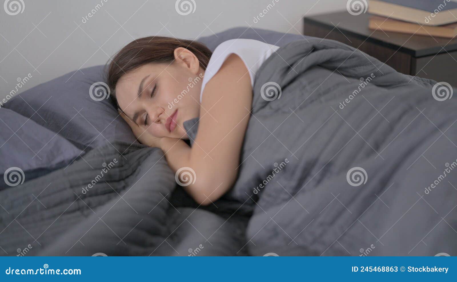 Woman Going To Bed and Sleeping Stock Image - Image of sleeping ...