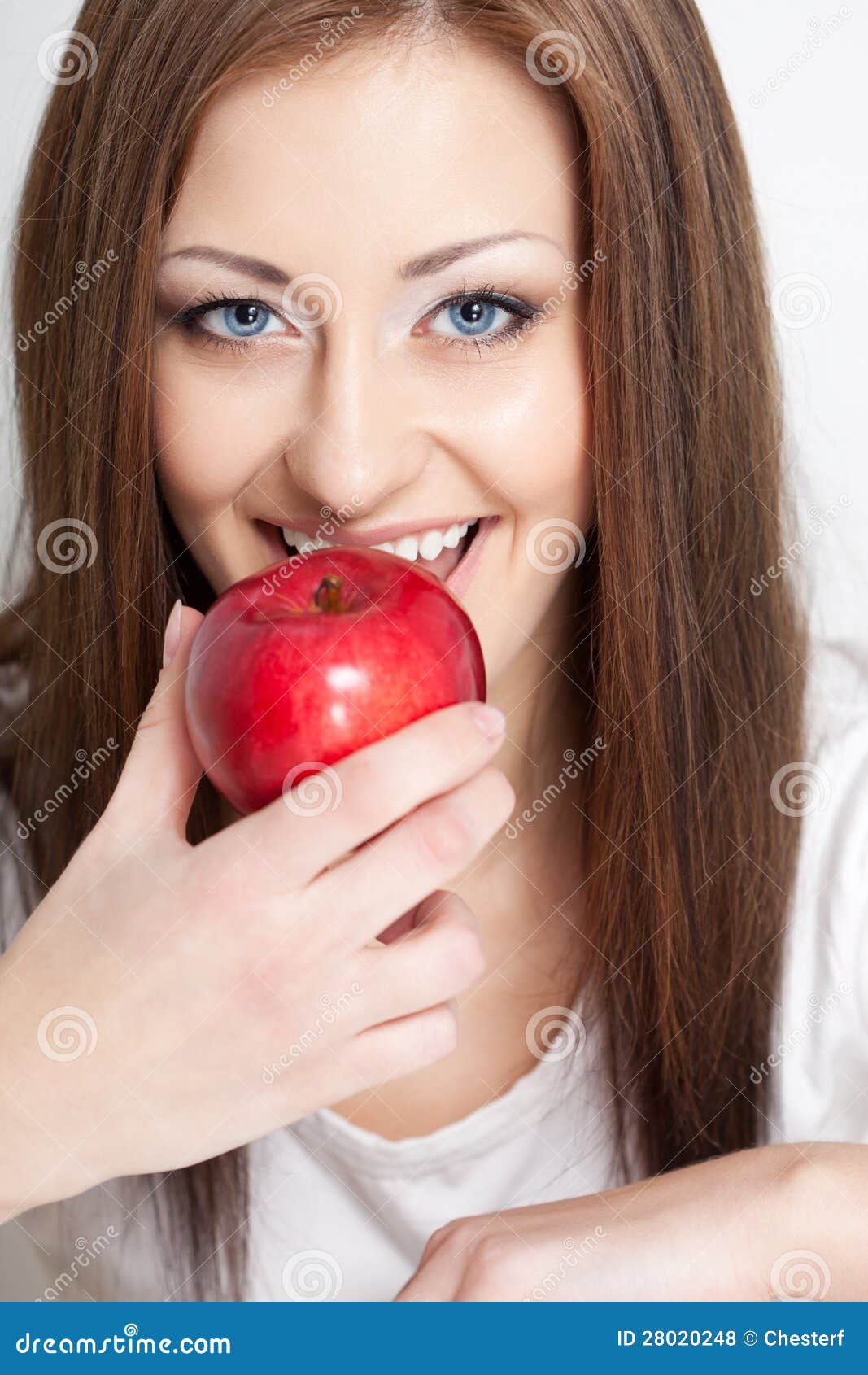 Woman Going To Eat Red Apple Stock Photo - Image of adult, dieting ...