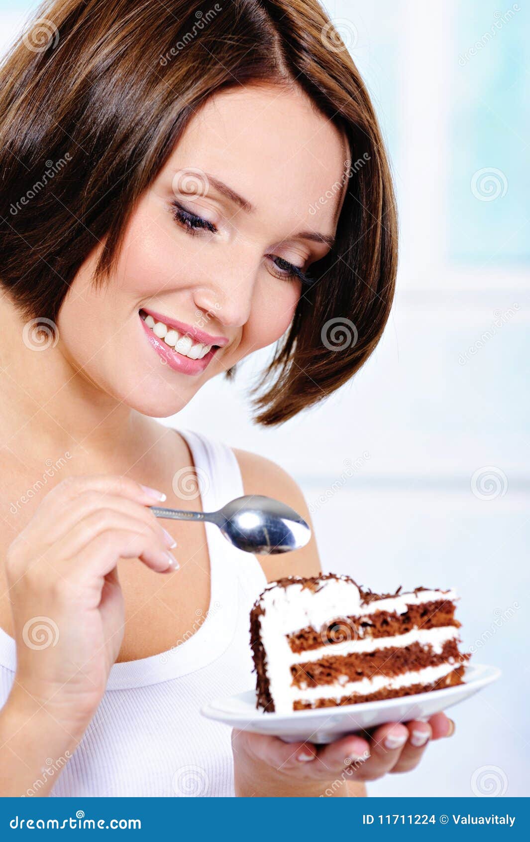 Woman Going To Eat a Sweet Pie Stock Photo - Image of appetite, dieting ...
