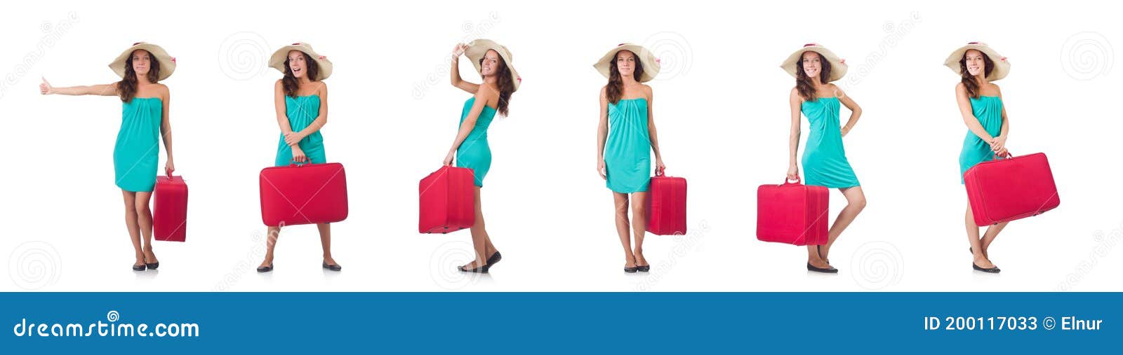 Woman Going To Summer Vacation Isolated on White Stock Image - Image of ...