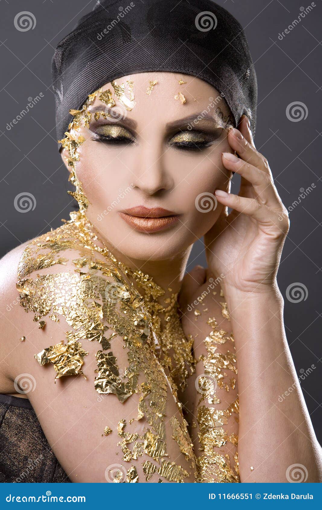 Woman in gold stock image. Image of mood, creative, gold - 11666551