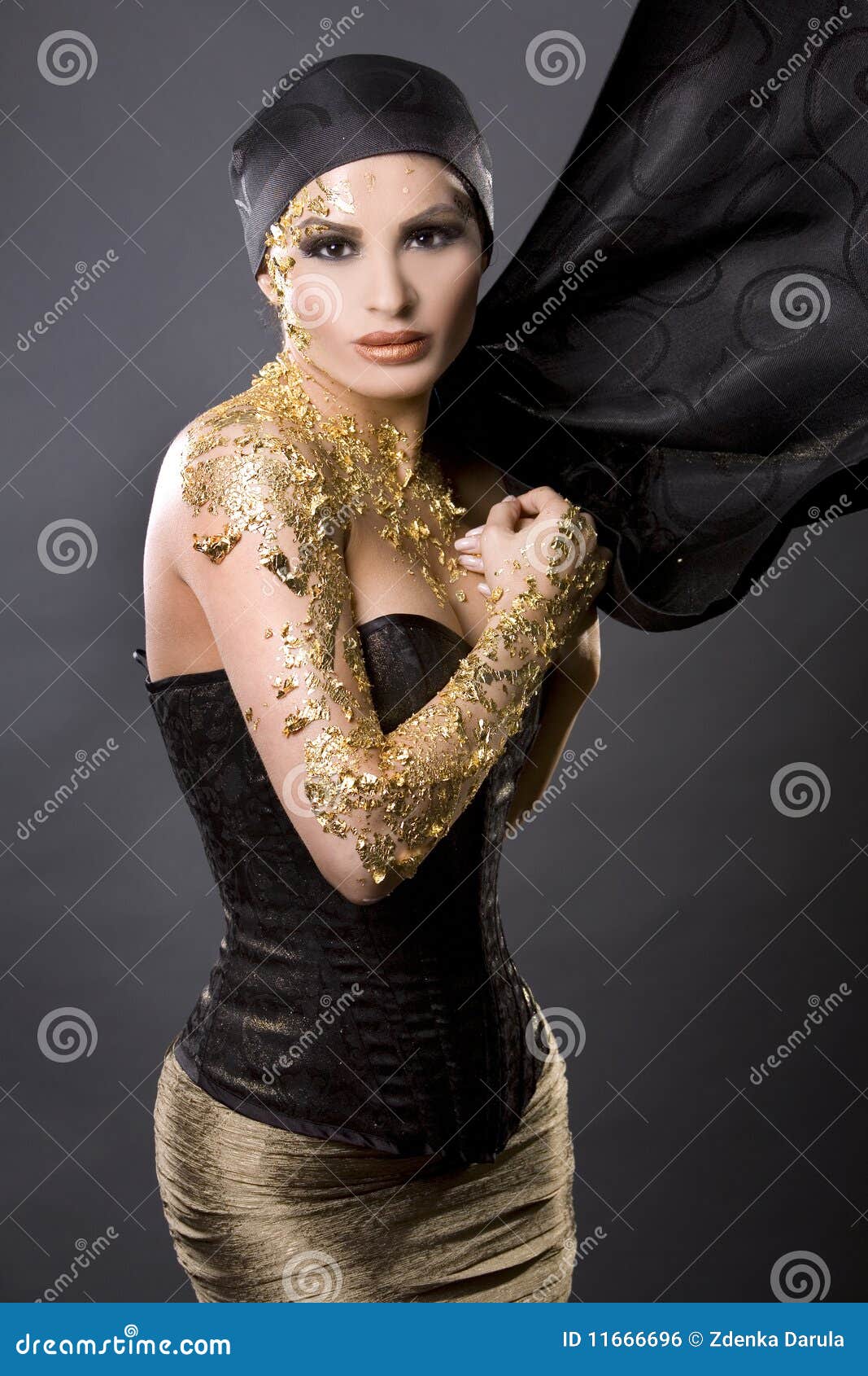 Woman in gold stock photo. Image of fantasy, black, attitude - 11666696