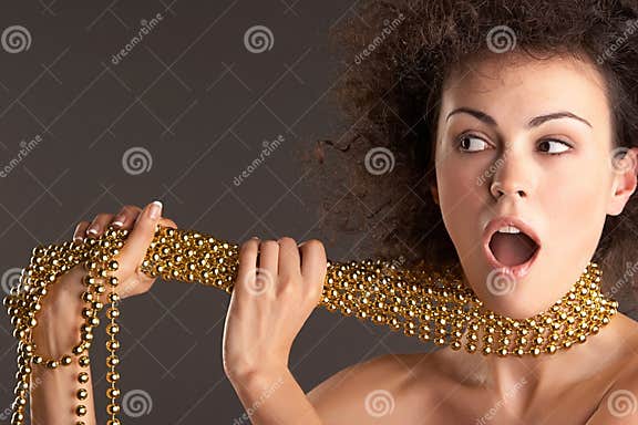 Woman and GOLD stock image. Image of brunette, carcanet - 12207293