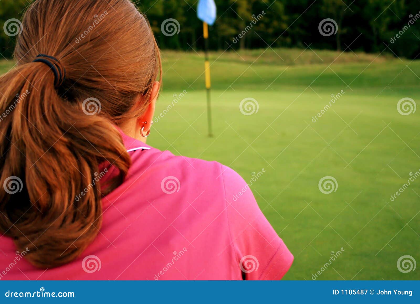Woman on golf course stock image. Image of club, weather - 1105487