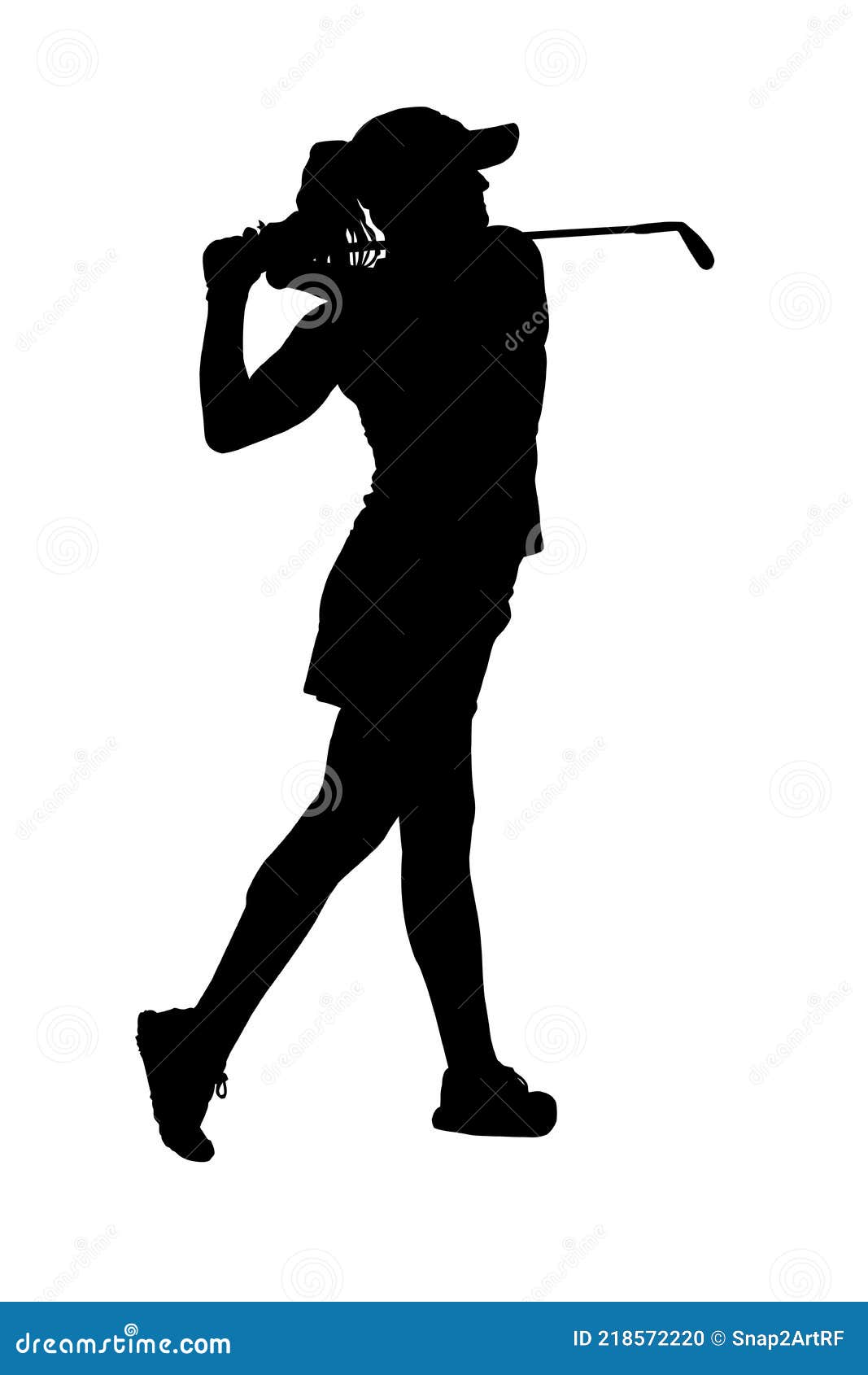 Woman Golf Player Golf Swing Silhouette Stock Vector - Illustration of ...