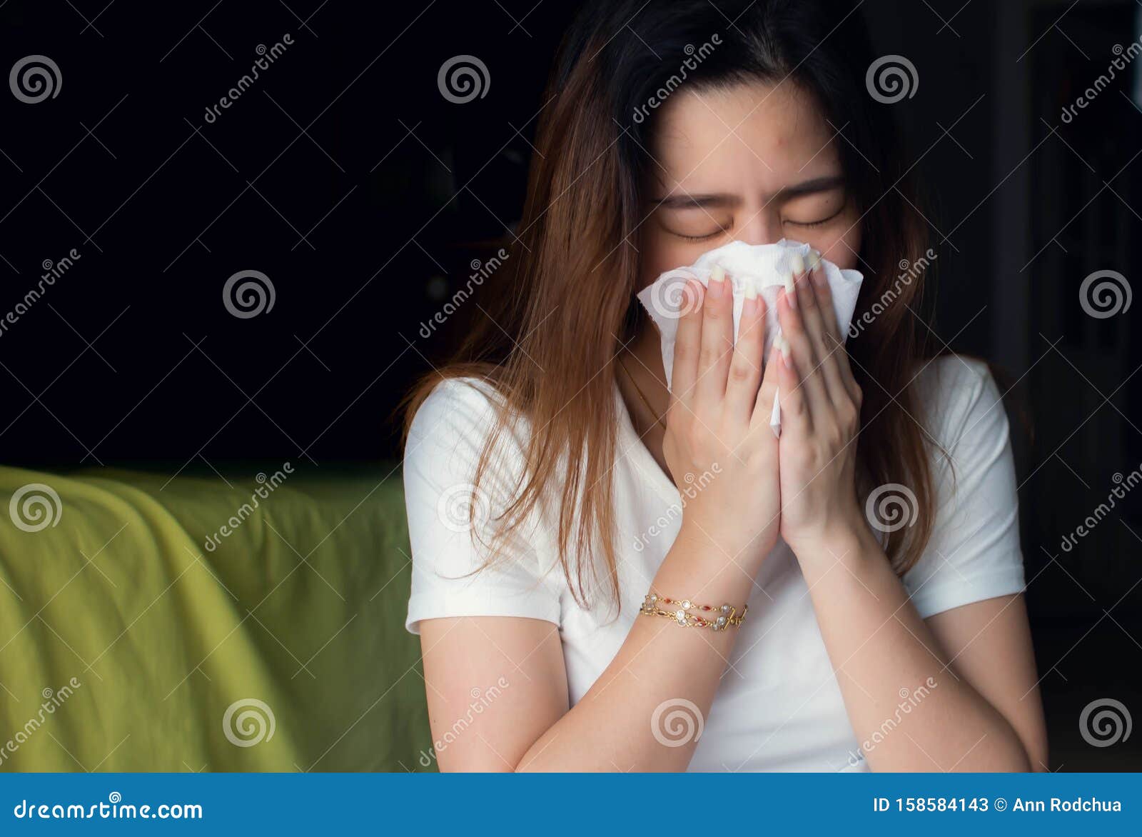 A Woman Got Sick and Sneeze Stock Image - Image of pain, allergens ...
