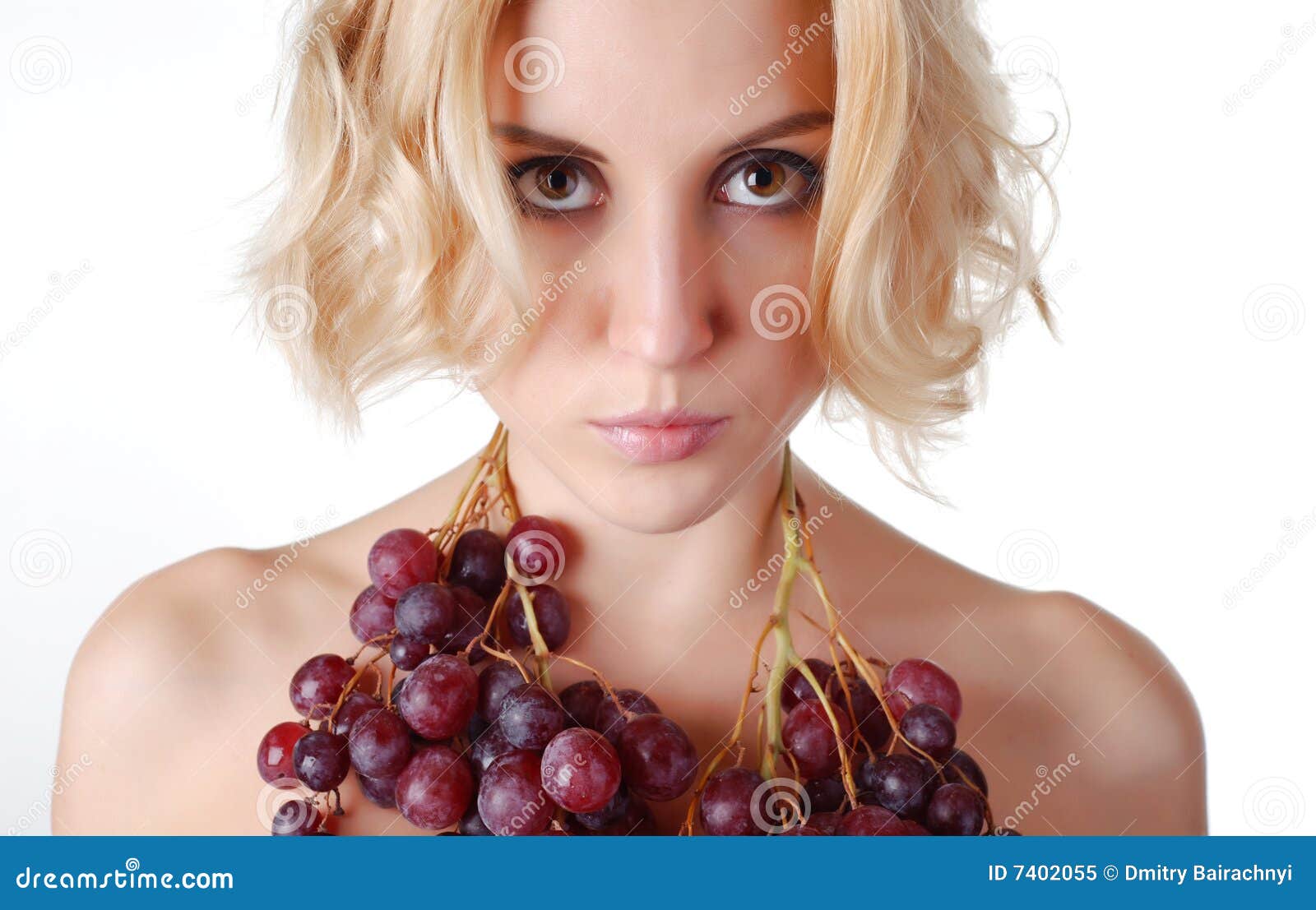 Woman with grape stock image. Image of females, nature - 7402055