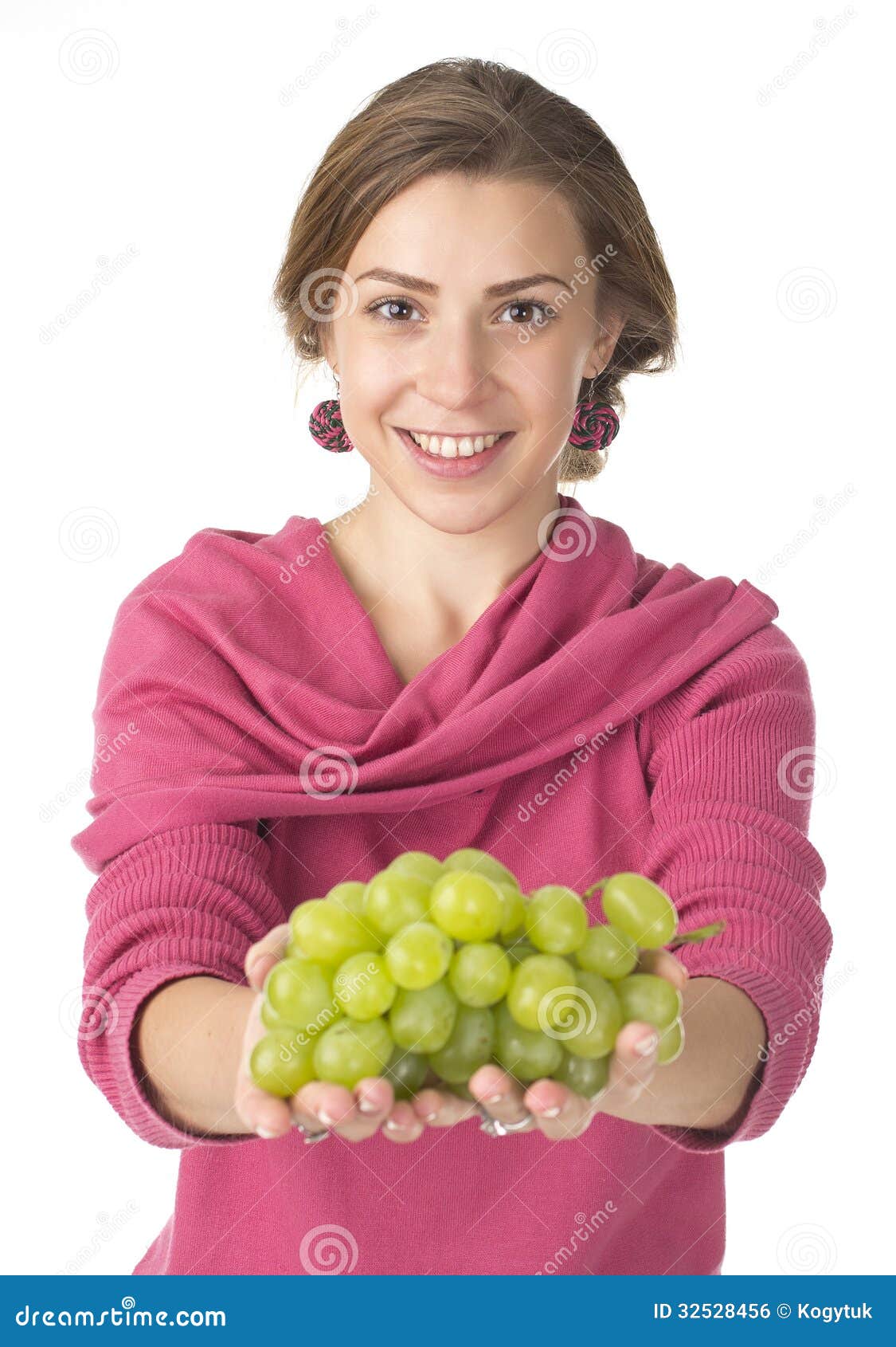 Woman with grape stock photo. Image of cheerful, grapes - 32528456