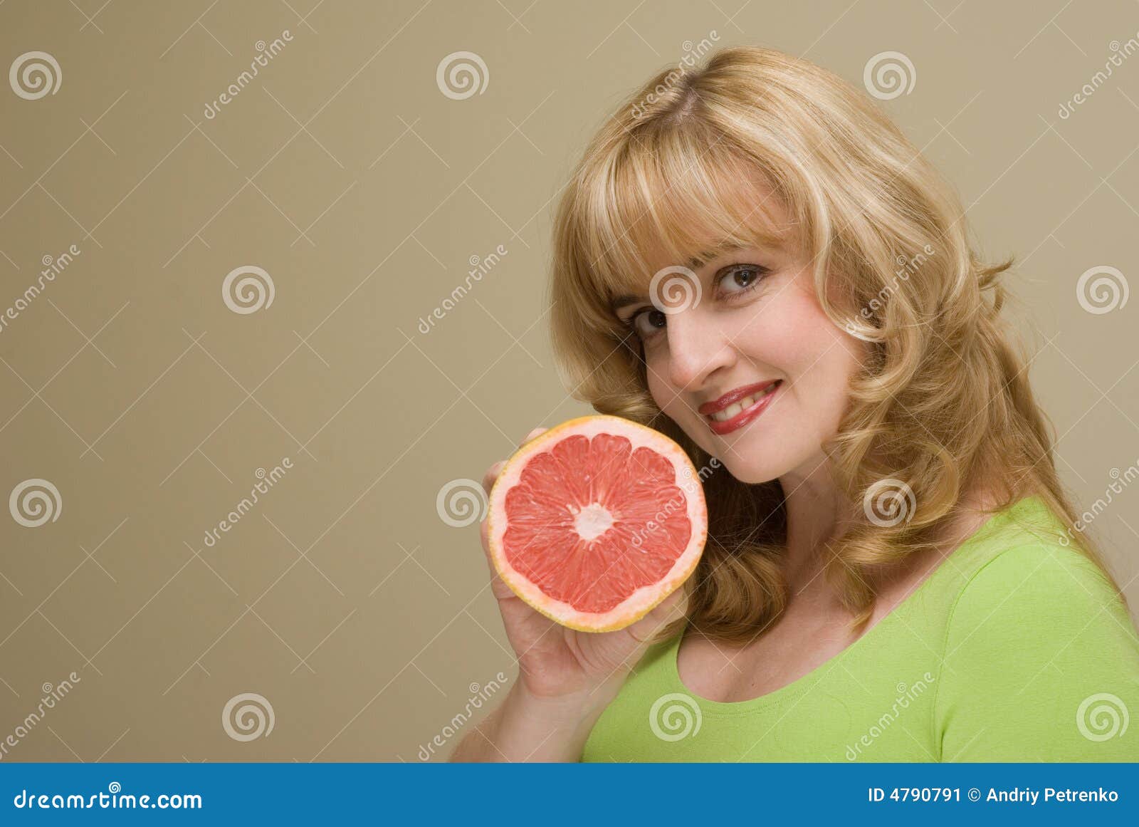 The Woman with Grapefruit in a Hand Stock Image - Image of summer ...