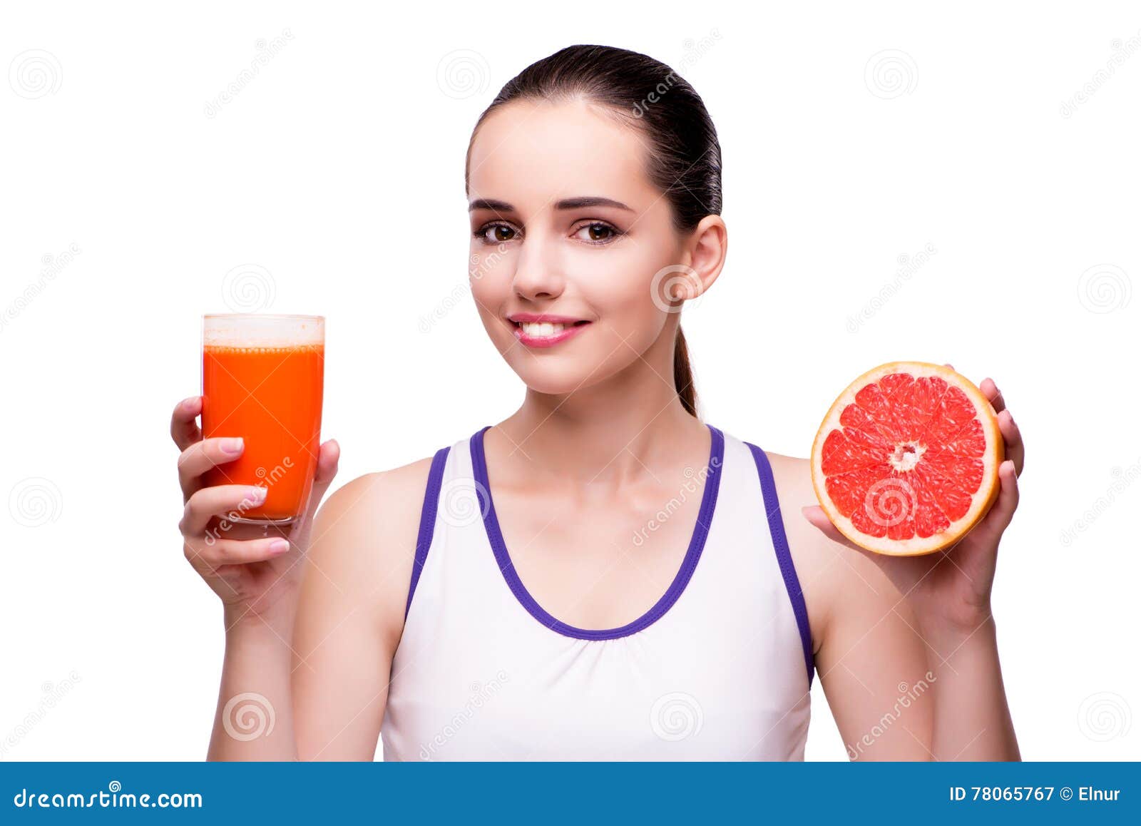 The Woman with Grapefruit Isolated on White Stock Image - Image of ...