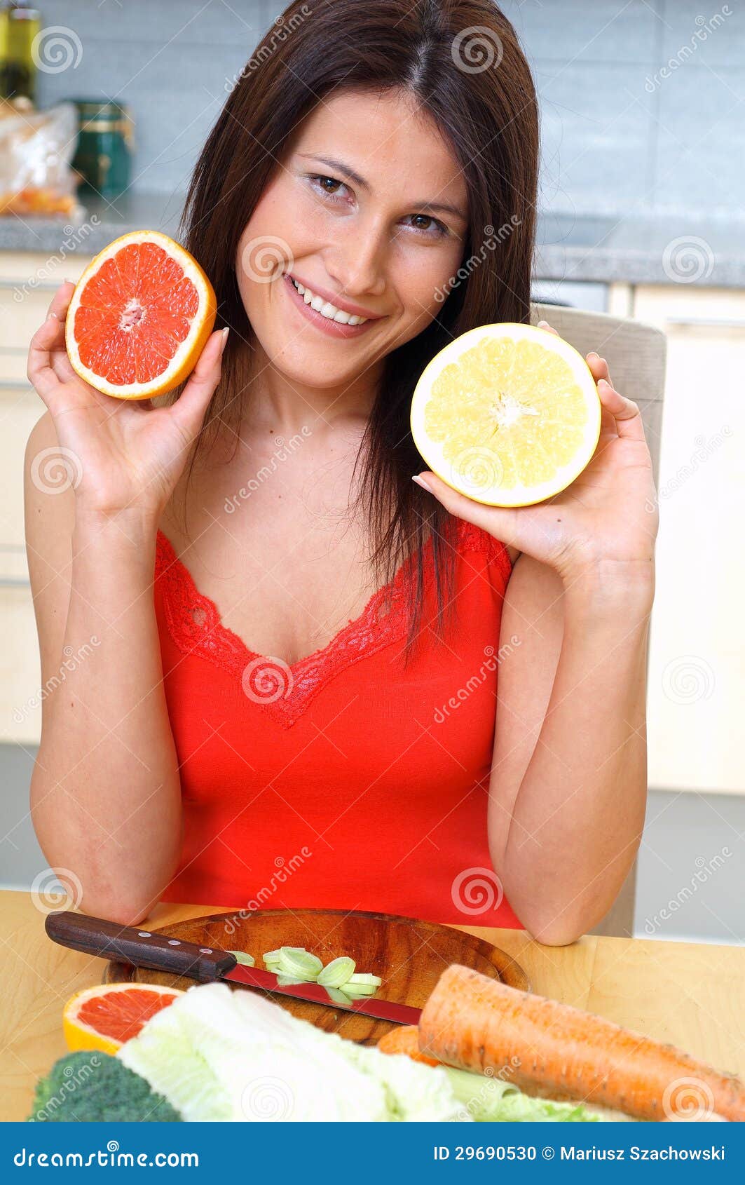 Woman with grapefruits stock photo. Image of natural - 29690530