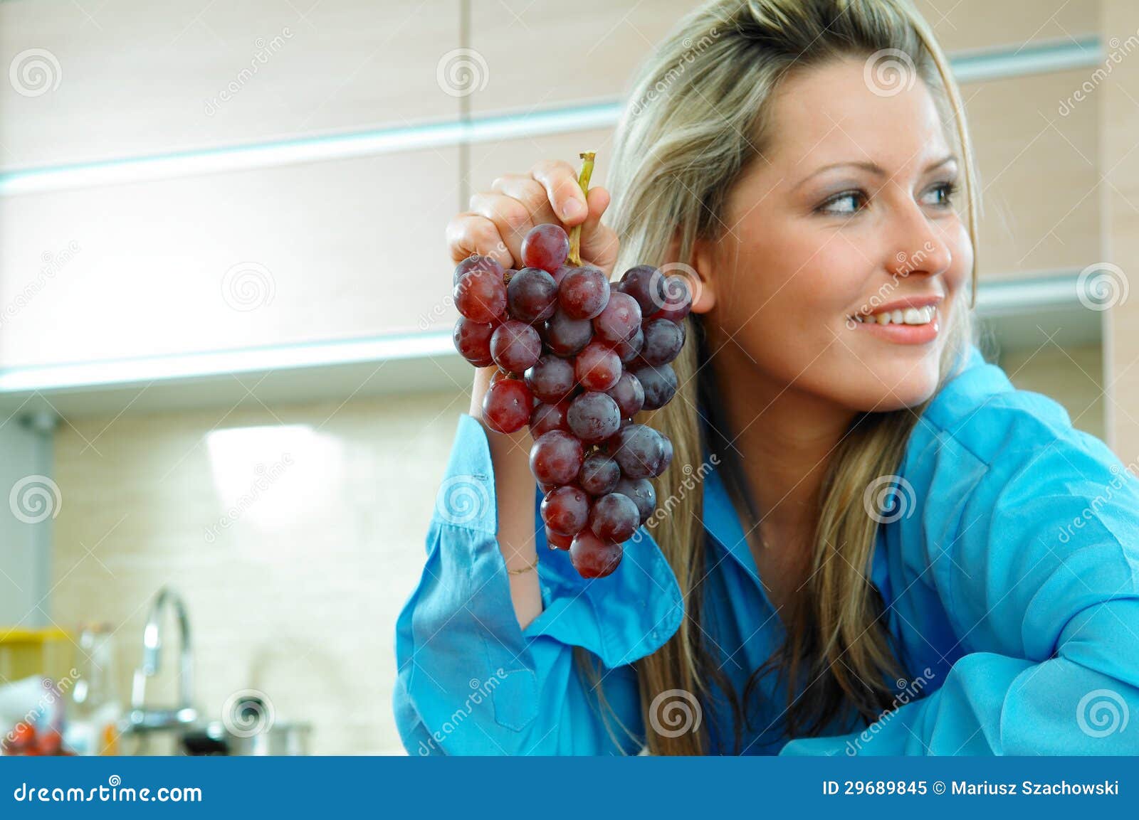 Woman with grapes stock image. Image of smile, vitamin - 29689845