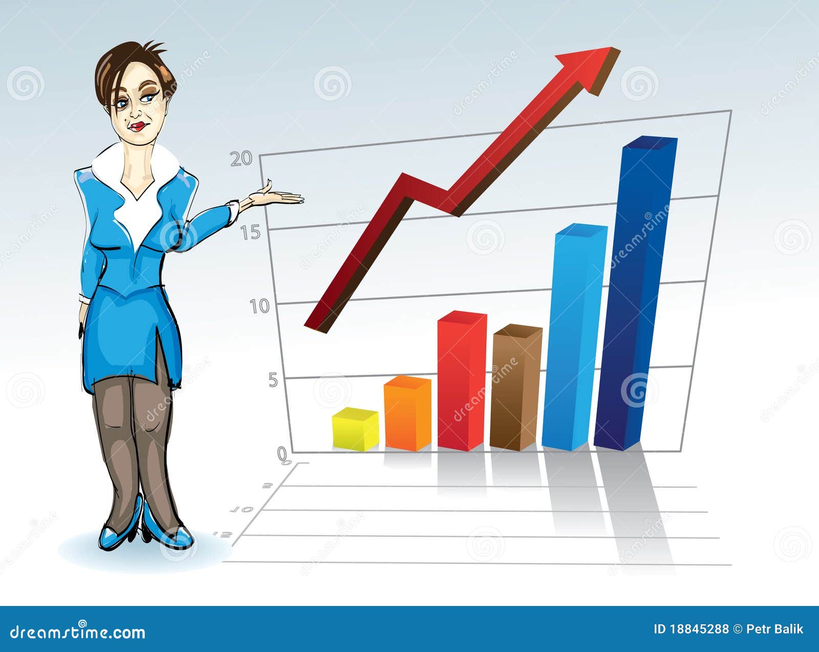 Woman with graph stock illustration. Illustration of girl - 18845288