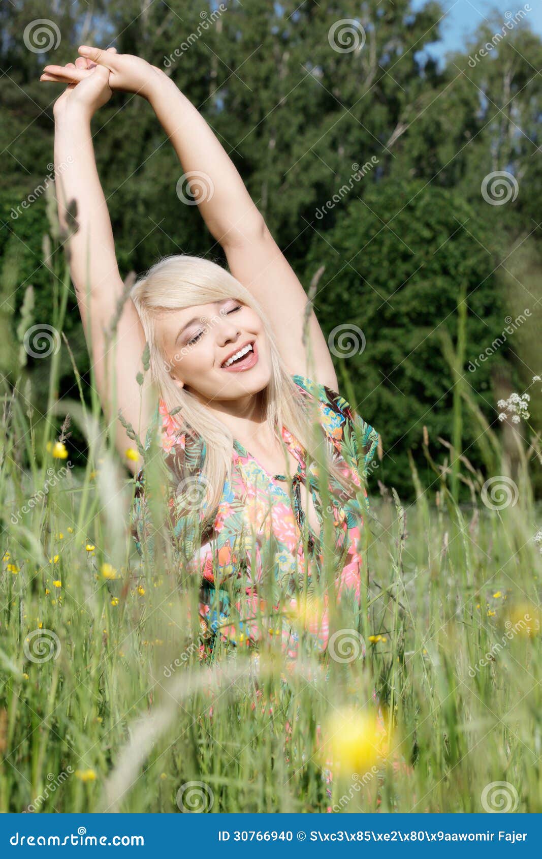 Woman in the grass stock photo. Image of meadow, adult - 30766940