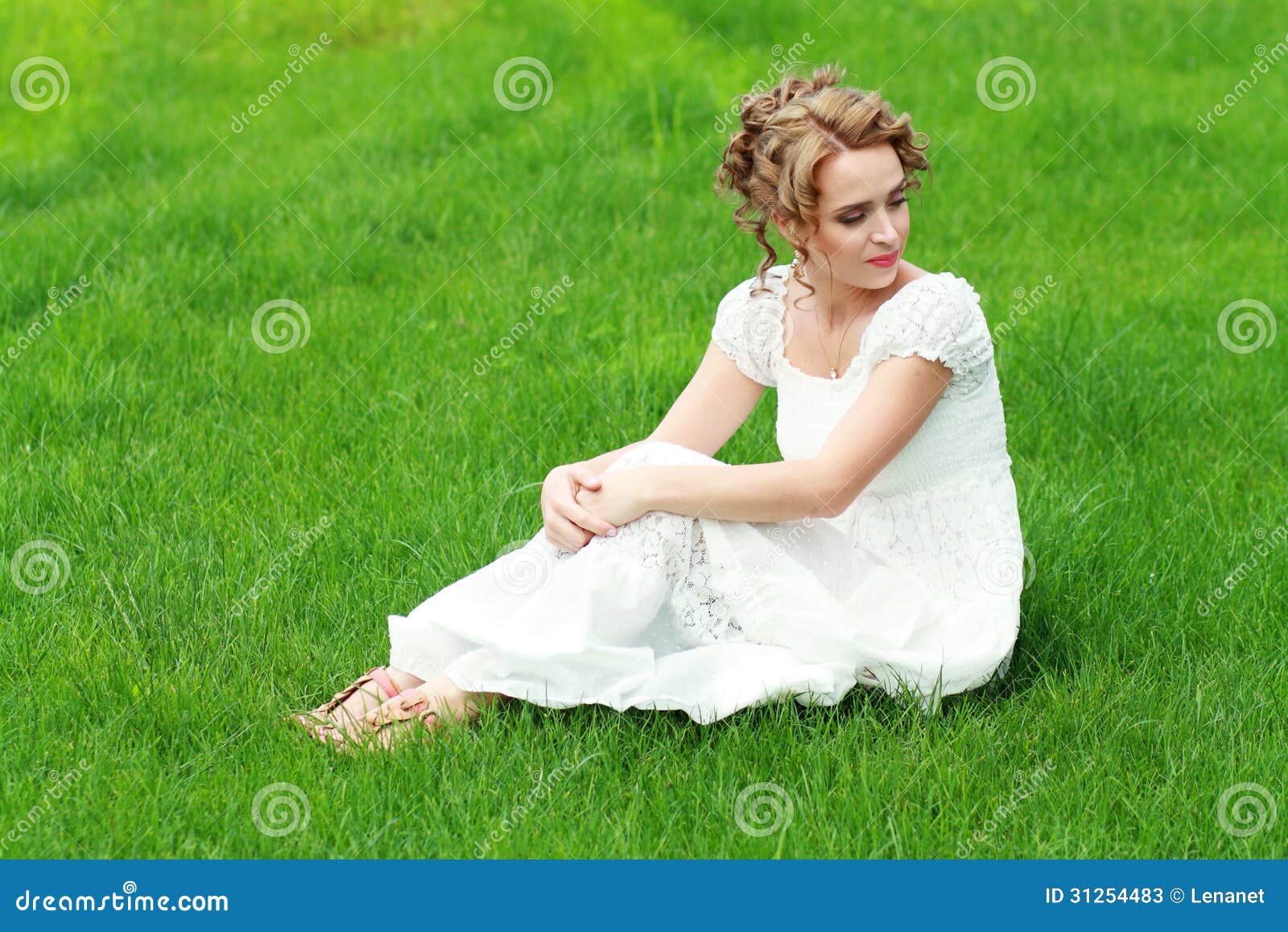 Woman on the grass stock image. Image of adult, freedom - 31254483
