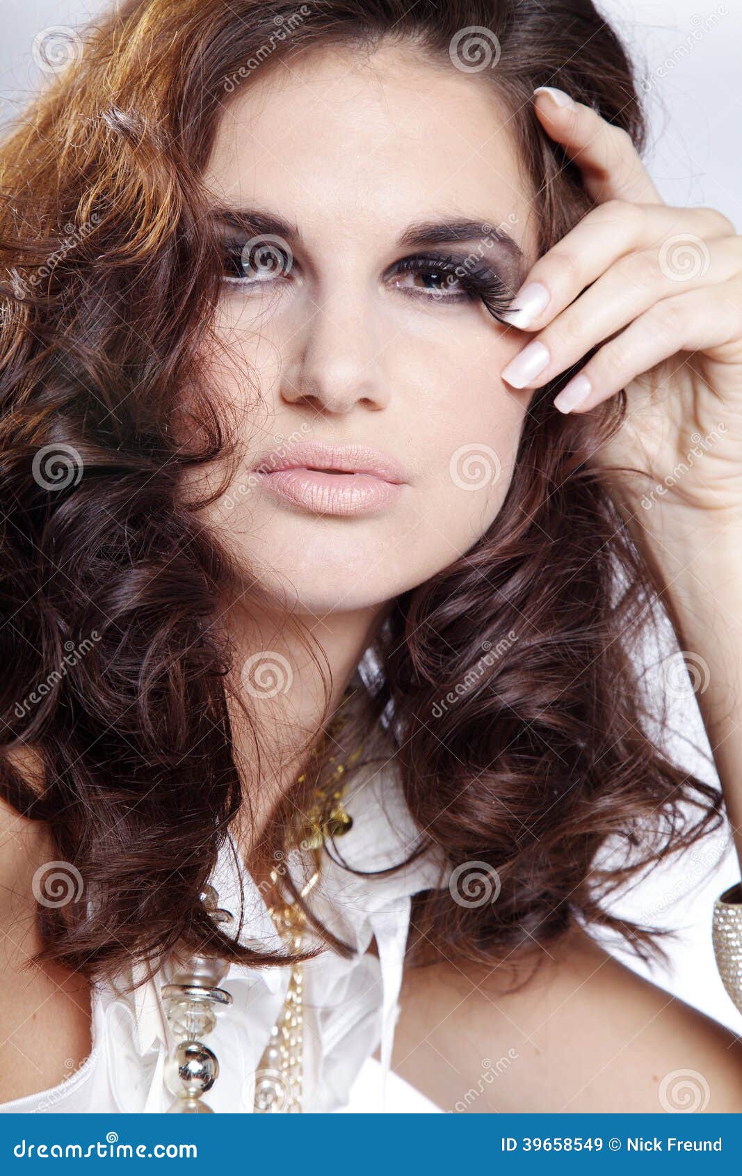 Woman with Great Makeup Closeup Stock Image - Image of lips, hand: 39658549