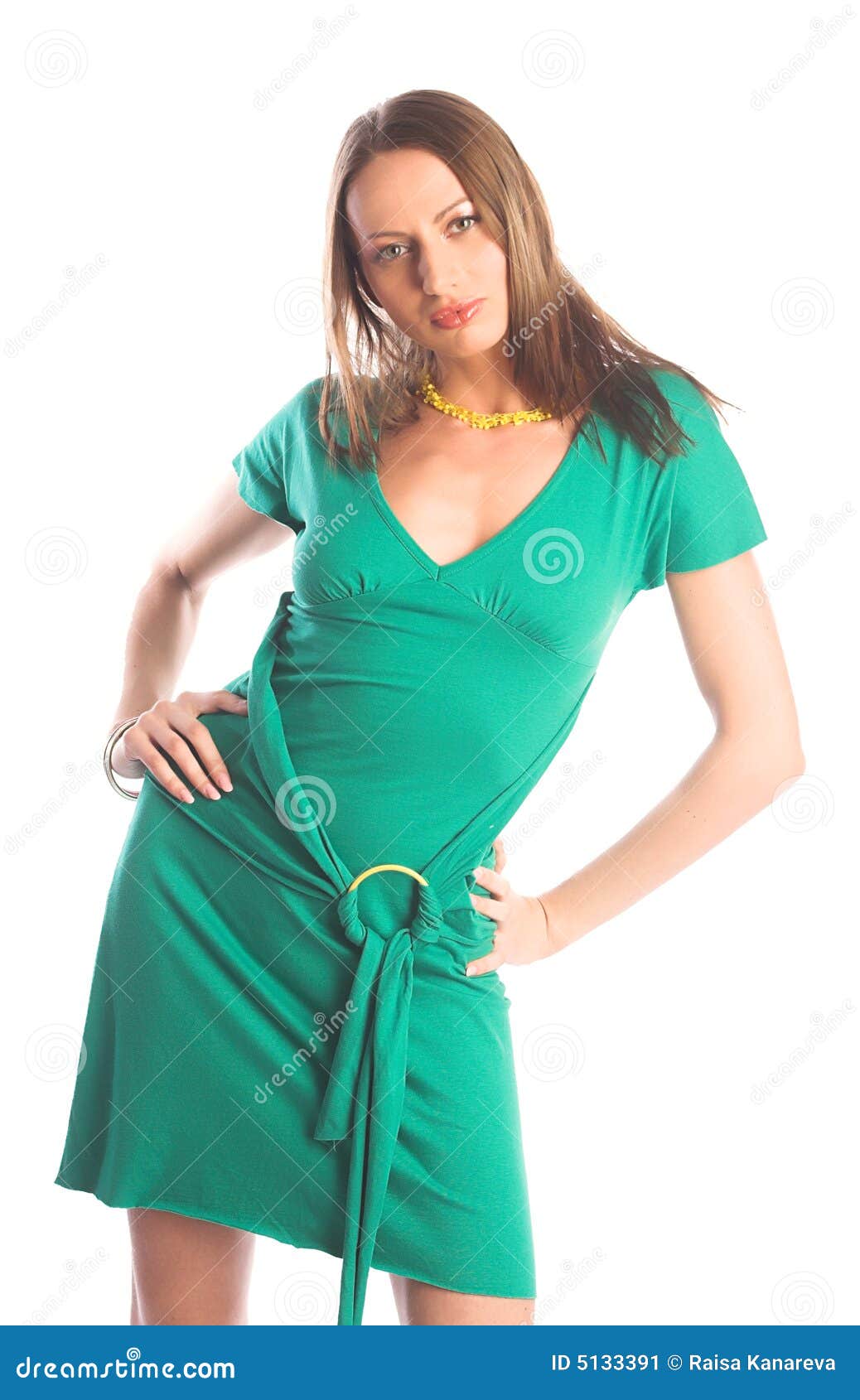 Woman in green stock image. Image of green, positive, beauty - 5133391