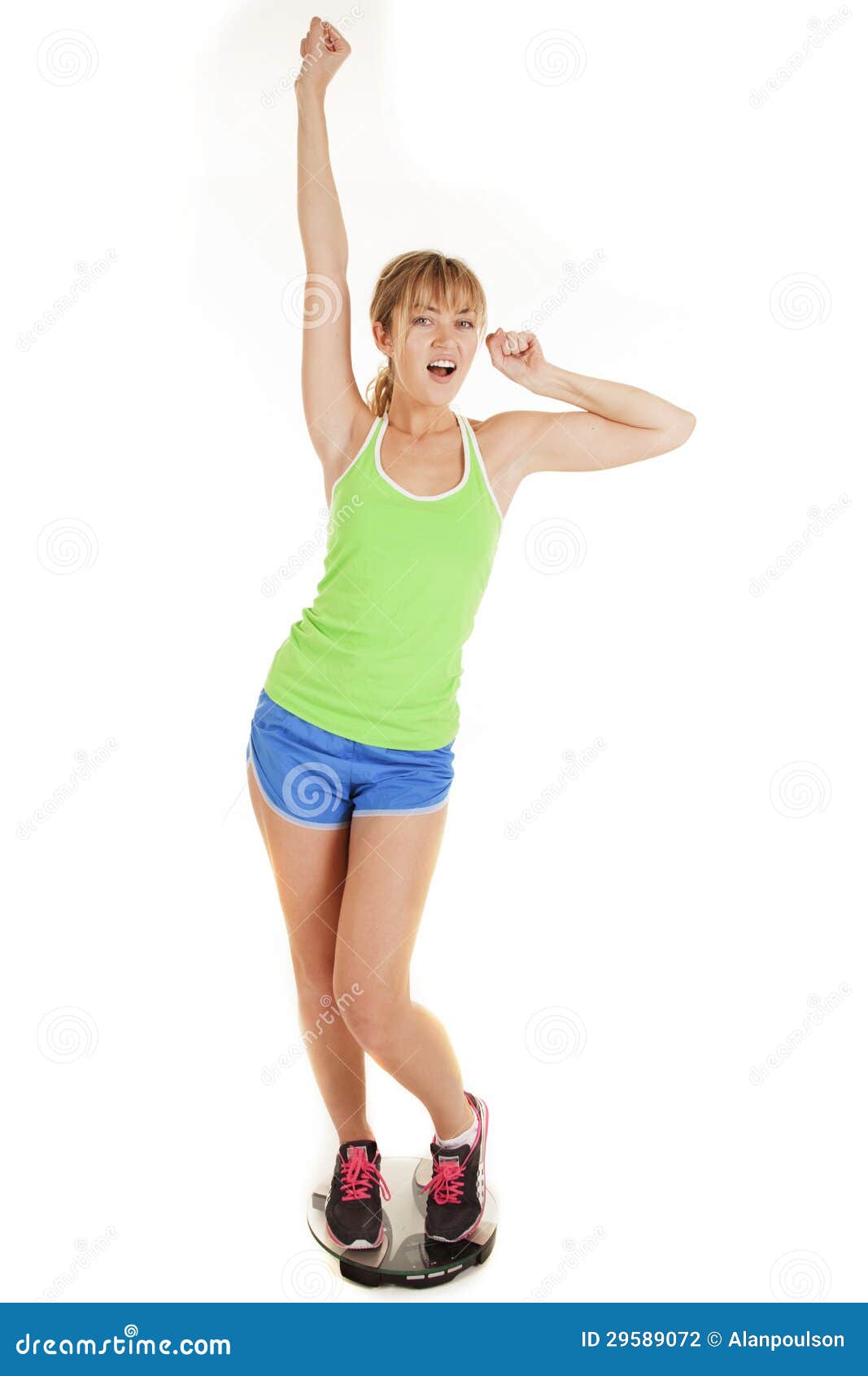 Woman Green Excited on Scales Stock Photo - Image of hairstyle, blond ...