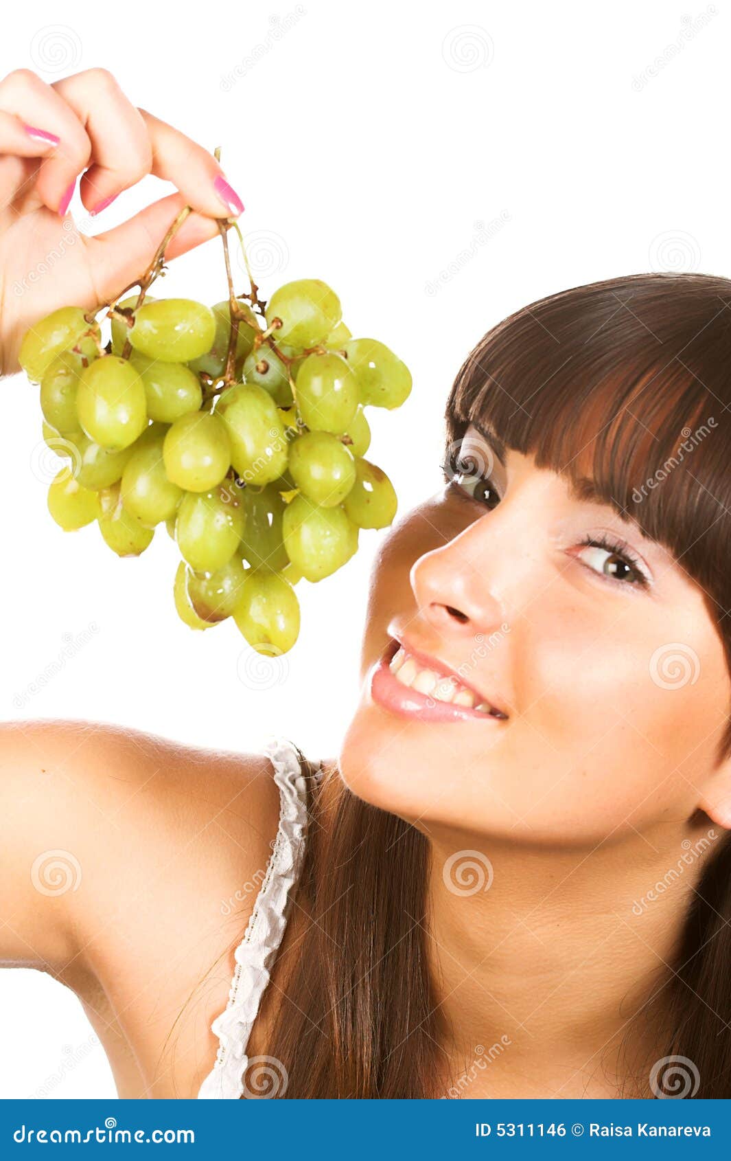 Woman with green grape stock photo. Image of freshness - 5311146