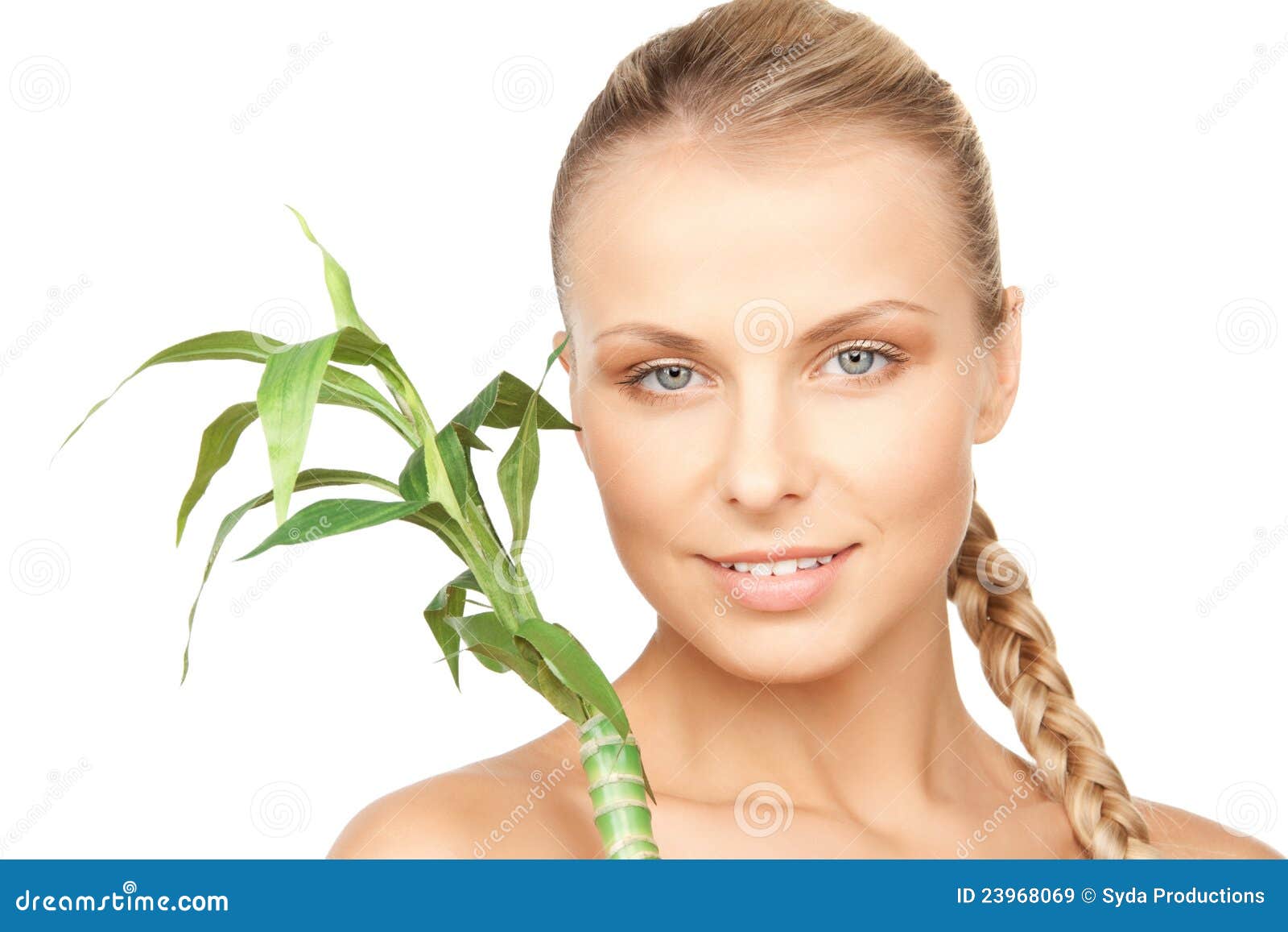 Woman with green sprout stock image. Image of beauty - 23968069