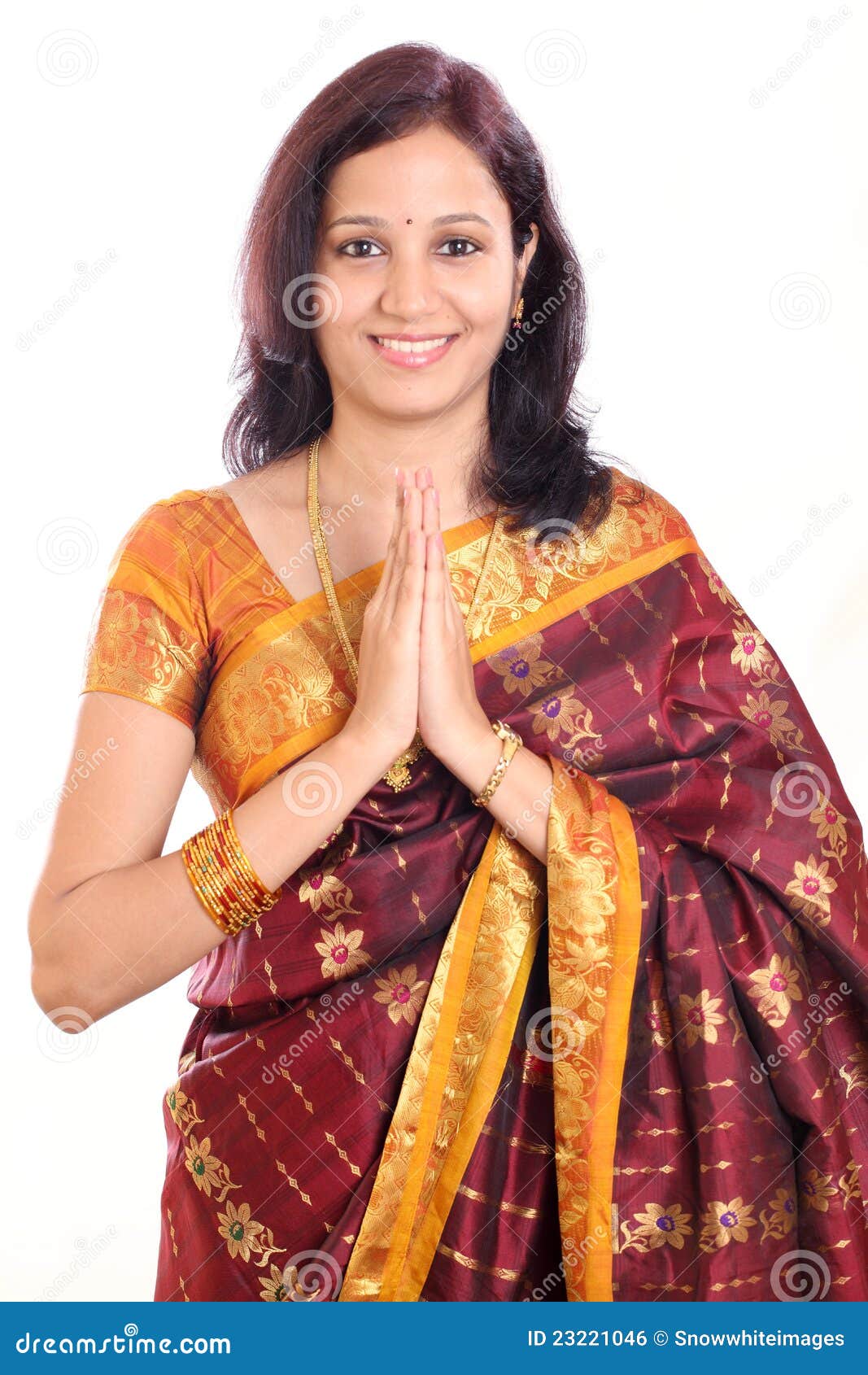 Woman greeting namaste stock photo. Image of namaste - 23221046