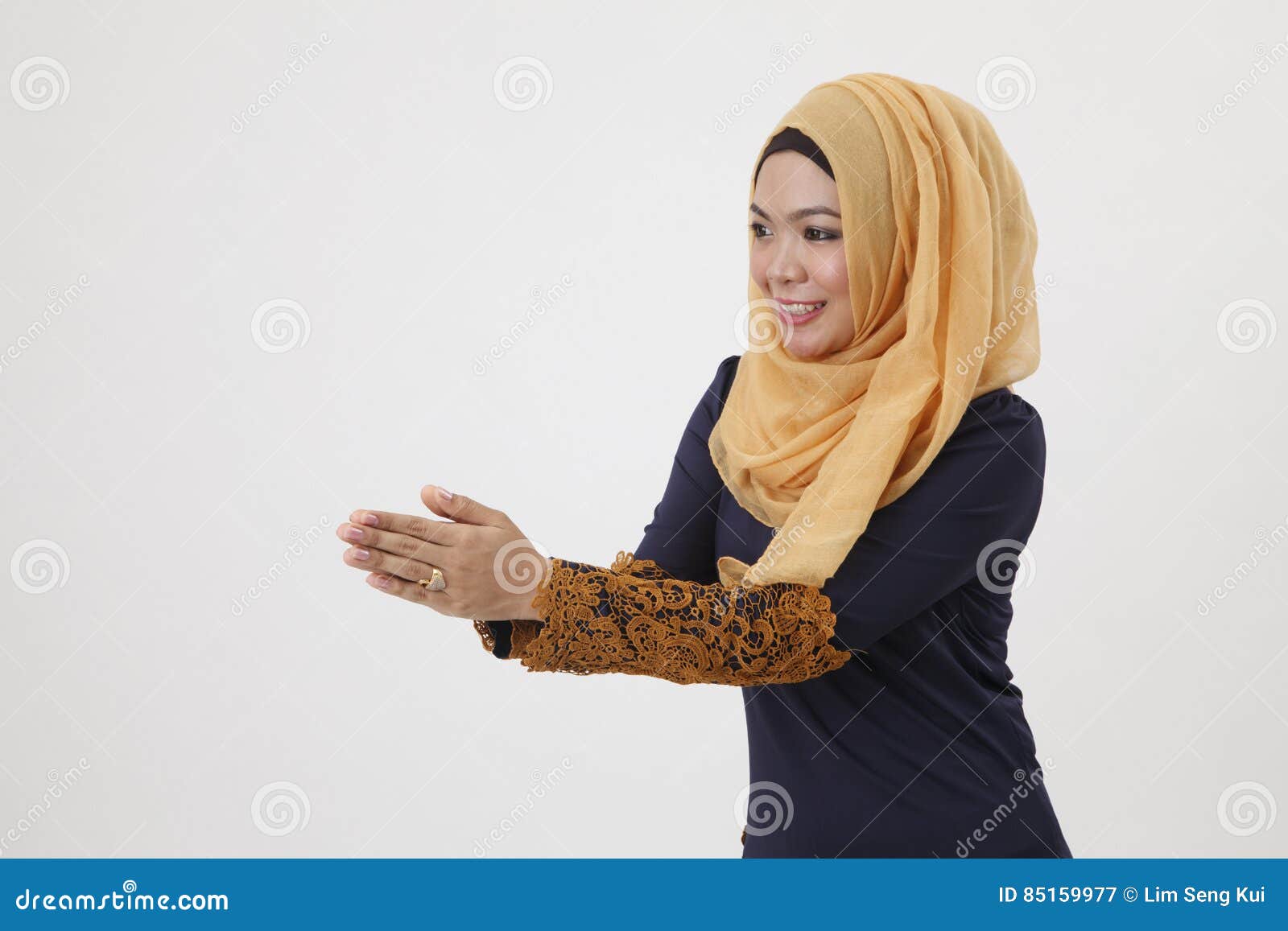 Woman greeting stock image. Image of islamic, malay, cheerful - 85159977
