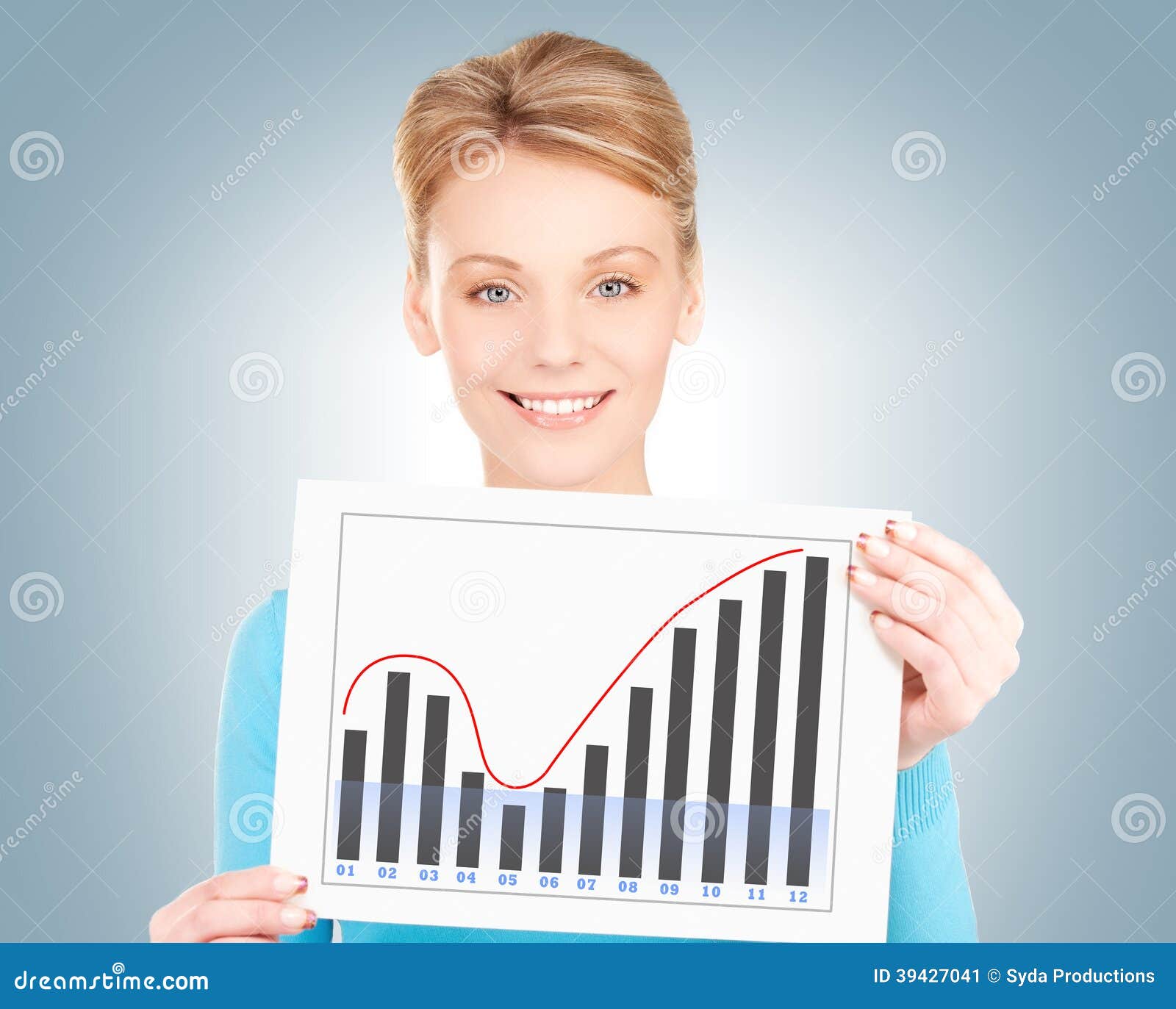 Woman with Growth Graph on Board Stock Image - Image of happy, graph ...