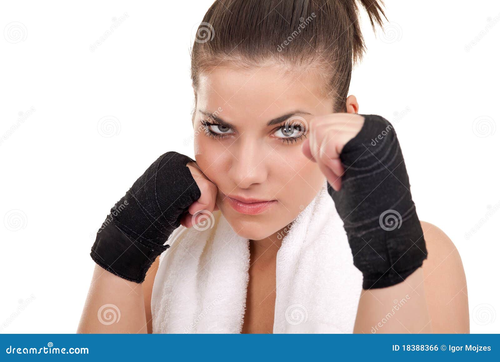 Woman in the Guard Position Stock Photo - Image of camera, angry: 18388366