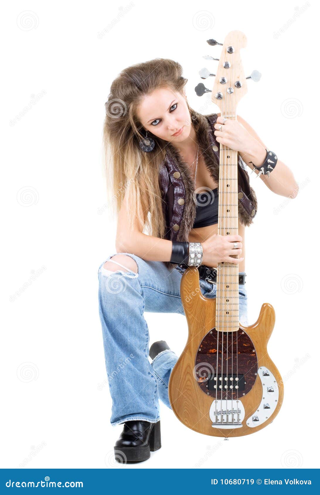Woman with a guitar stock image. Image of isolated, beautiful - 10680719